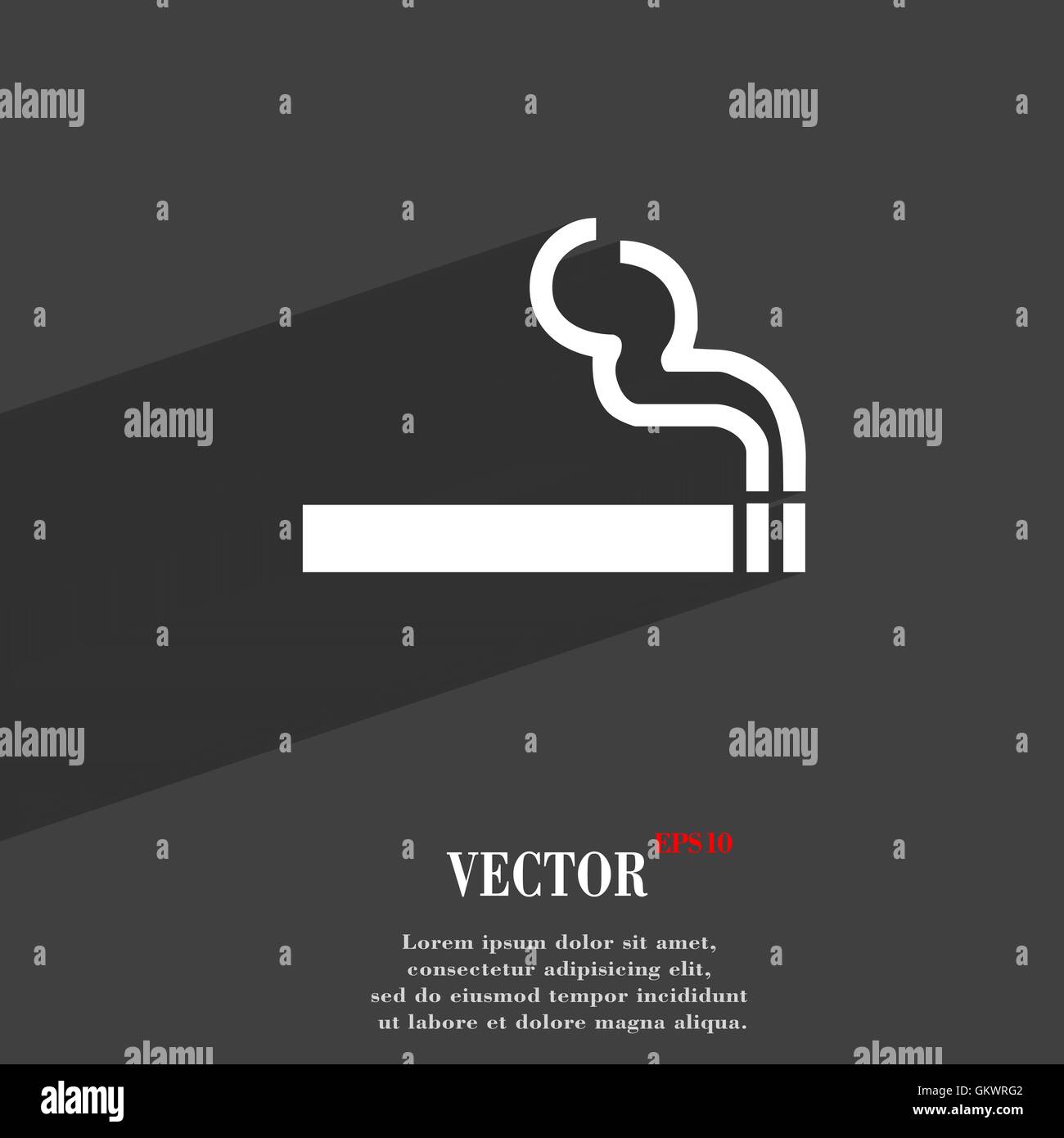 cigarette smoke icon symbol Flat modern web design with long shadow and ...