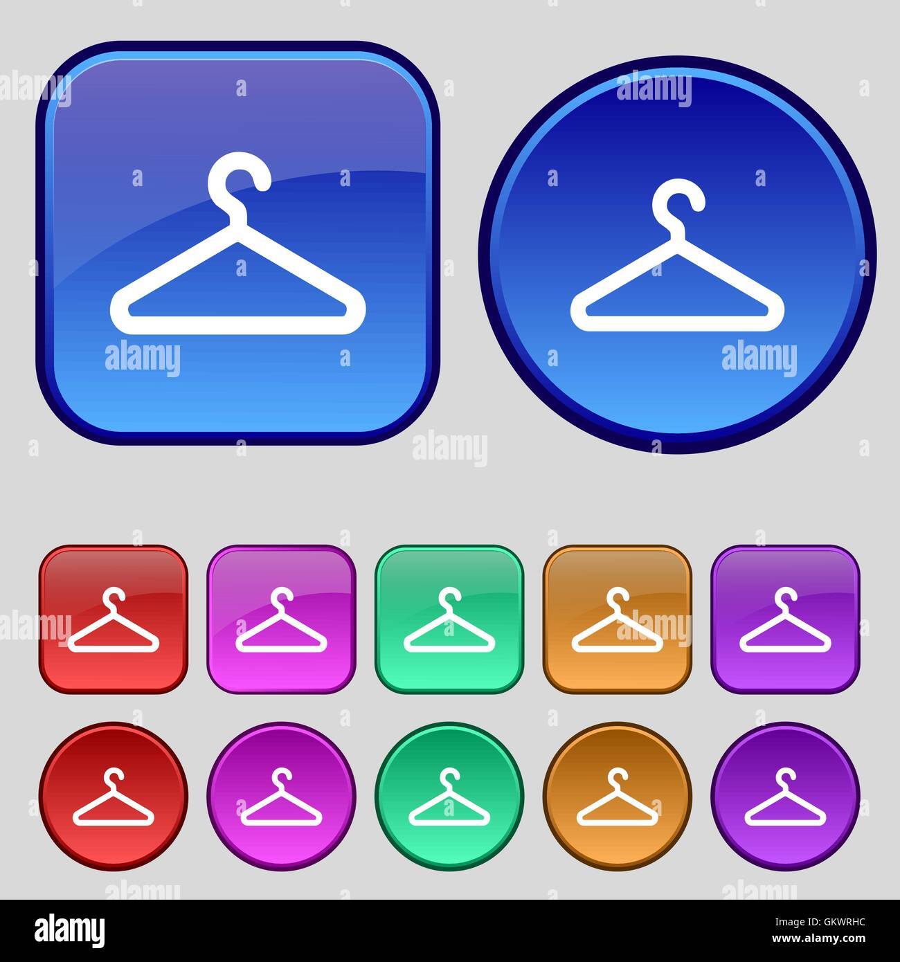 clothes hanger icon sign. A set of twelve vintage buttons for your ...