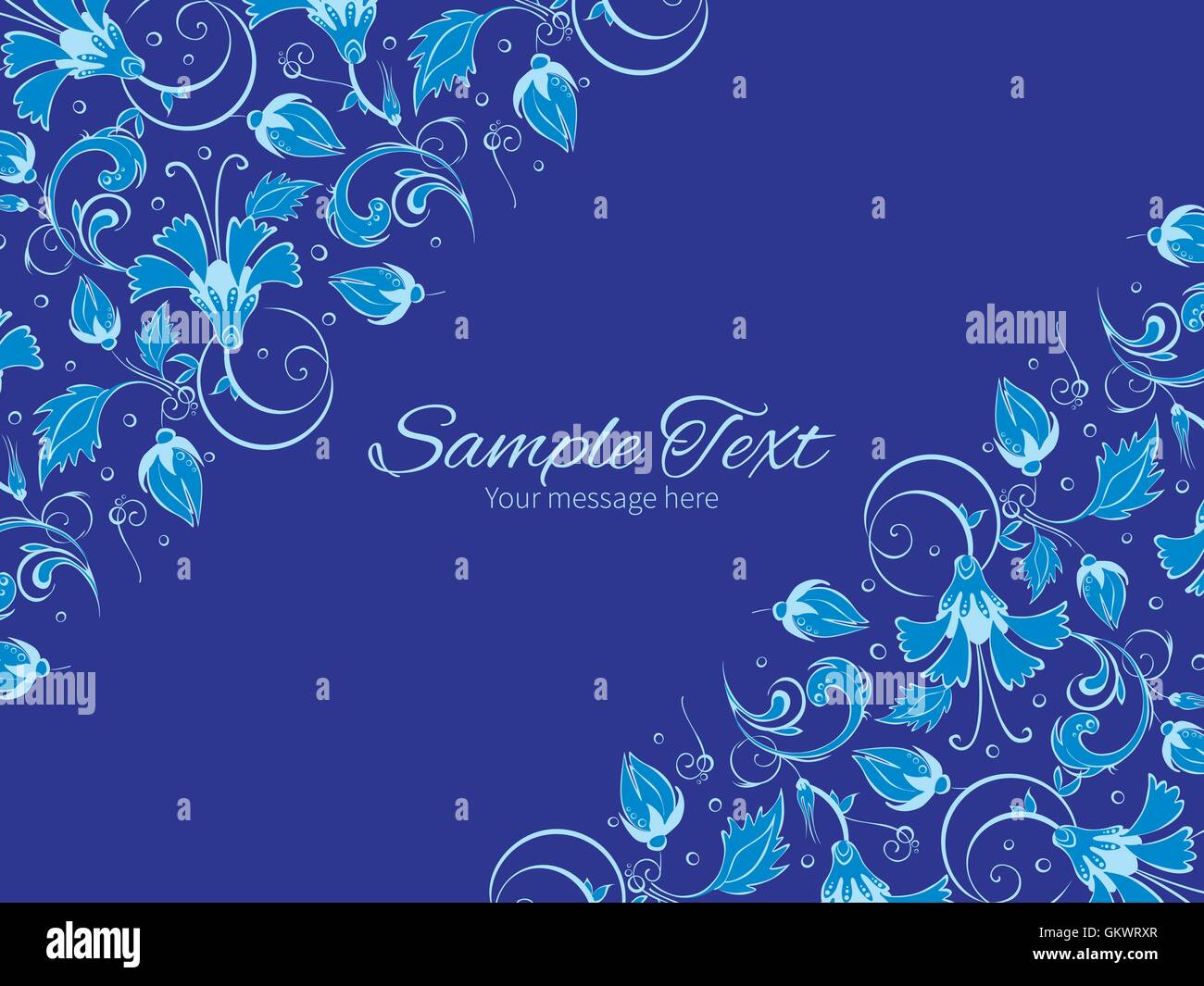 Vector dark blue turkish floral horizontal double corners frame Stock ...