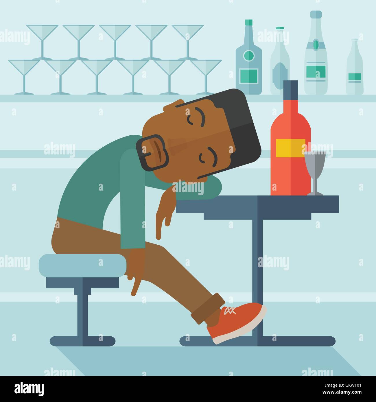 Depressed black man sitting Stock Vector Images - Alamy