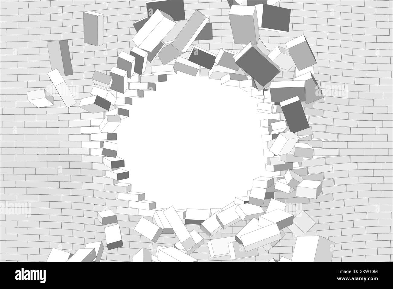 Hole in white brick wall Stock Vector Image & Art - Alamy