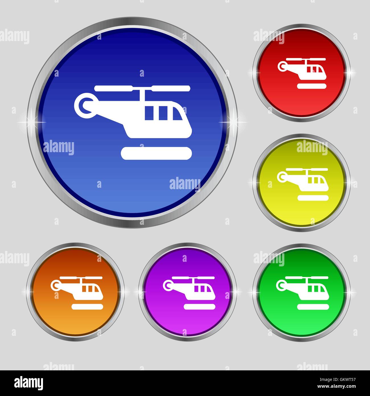 helicopter icon sign. Round symbol on bright colourful buttons. Vector ...