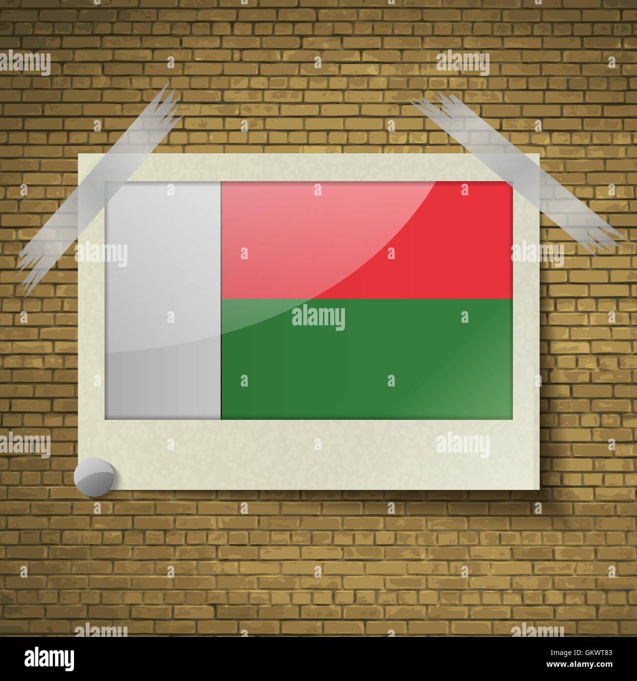 Flags Madagascar at frame on a brick background. Vector Stock Vector ...