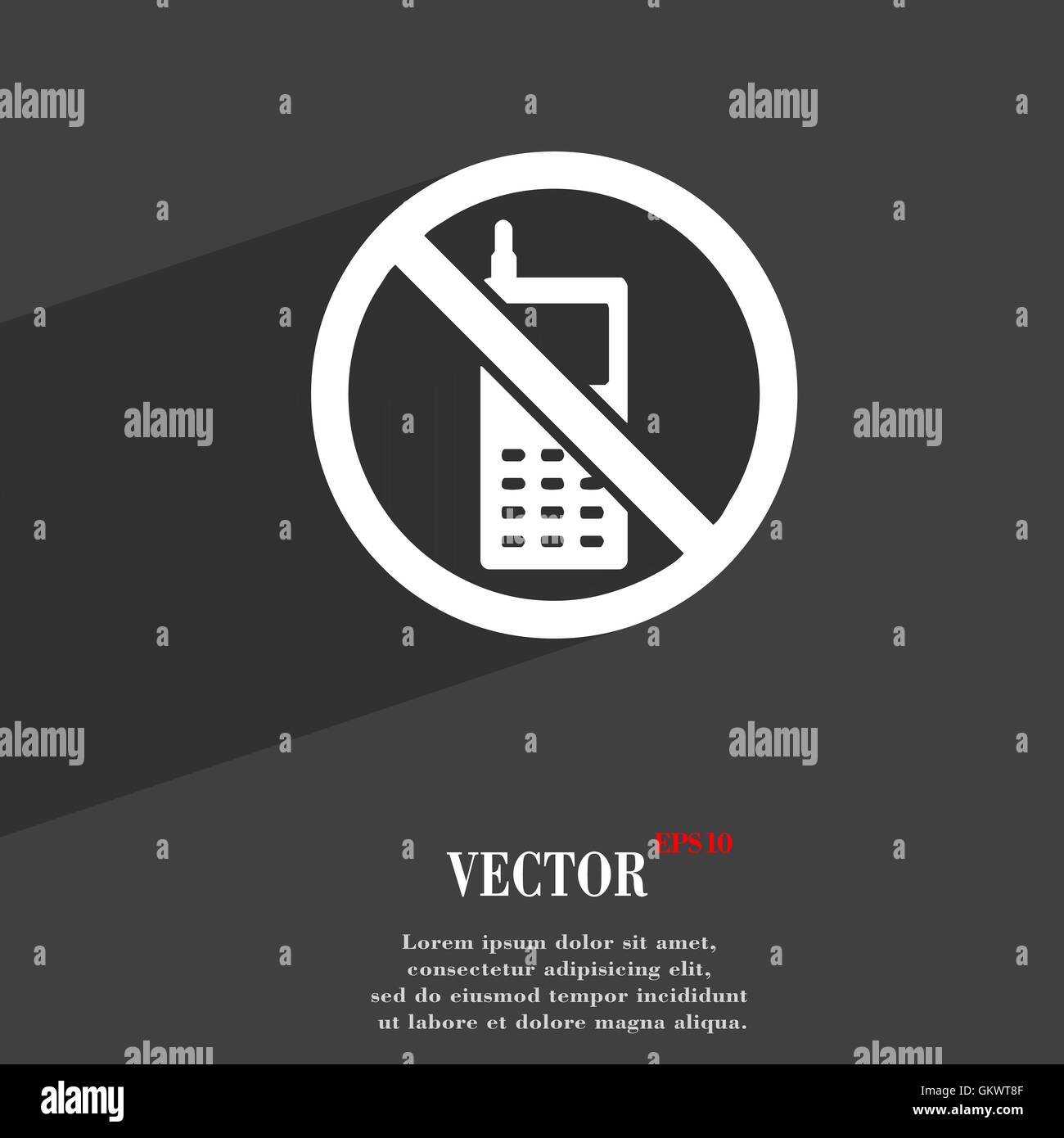mobile phone is prohibited icon symbol Flat modern web design with long ...