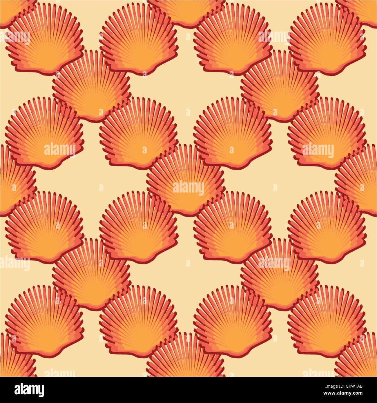 Scallop seashell semless pattern on background. Vector illustration ...
