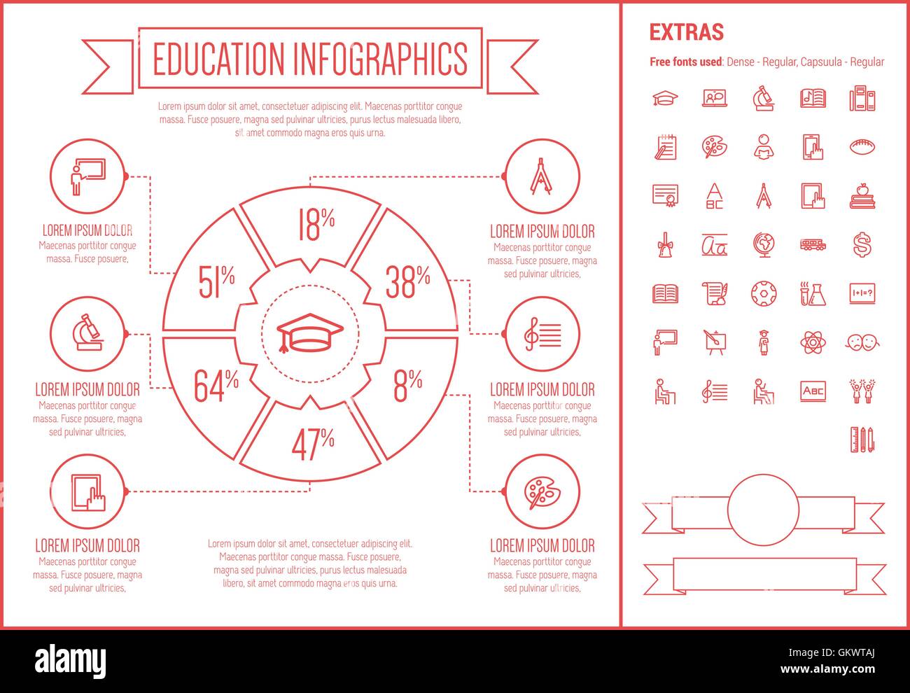 Education Line Design Infographic Template Stock Vector Image & Art - Alamy