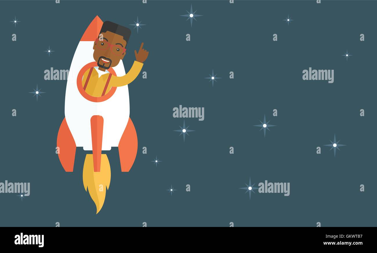 Black young guy inside the rocket Stock Vector Image & Art - Alamy