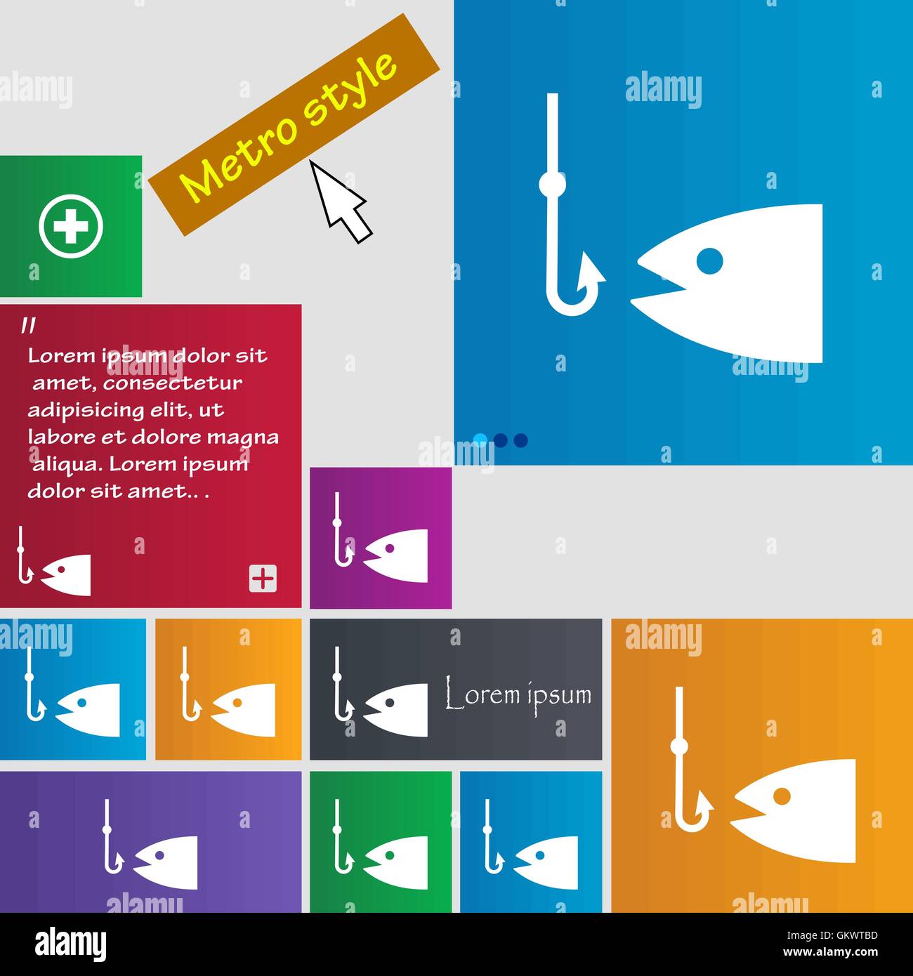 Fishing icon sign. buttons. Modern interface website buttons with ...