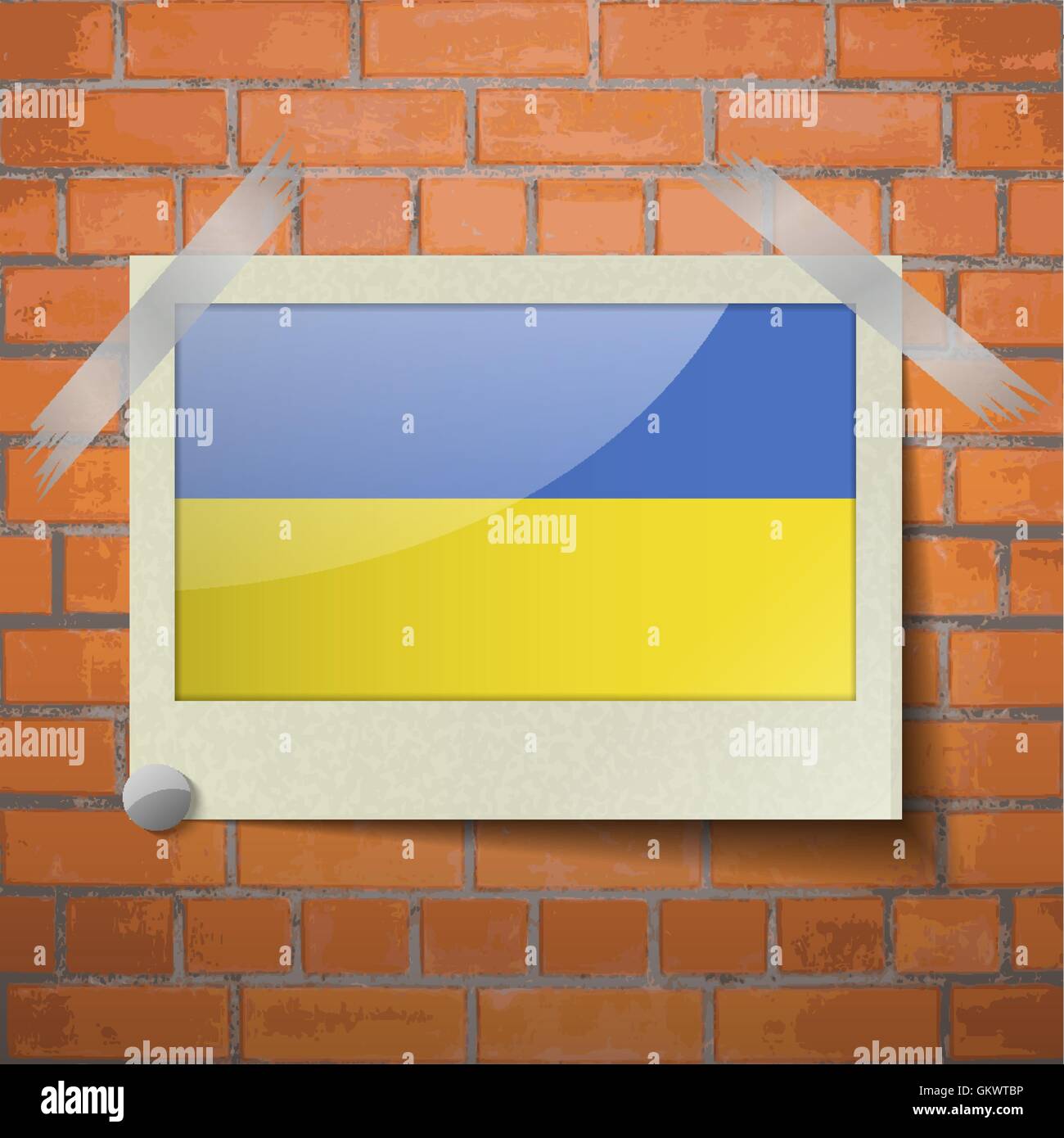 Flags Ukraine scotch taped to a red brick wall Stock Vector Image & Art ...