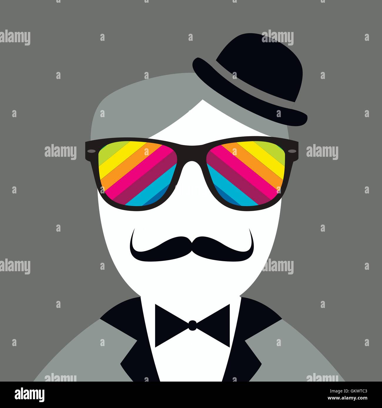 Male hat mustache tie Stock Vector Images - Alamy