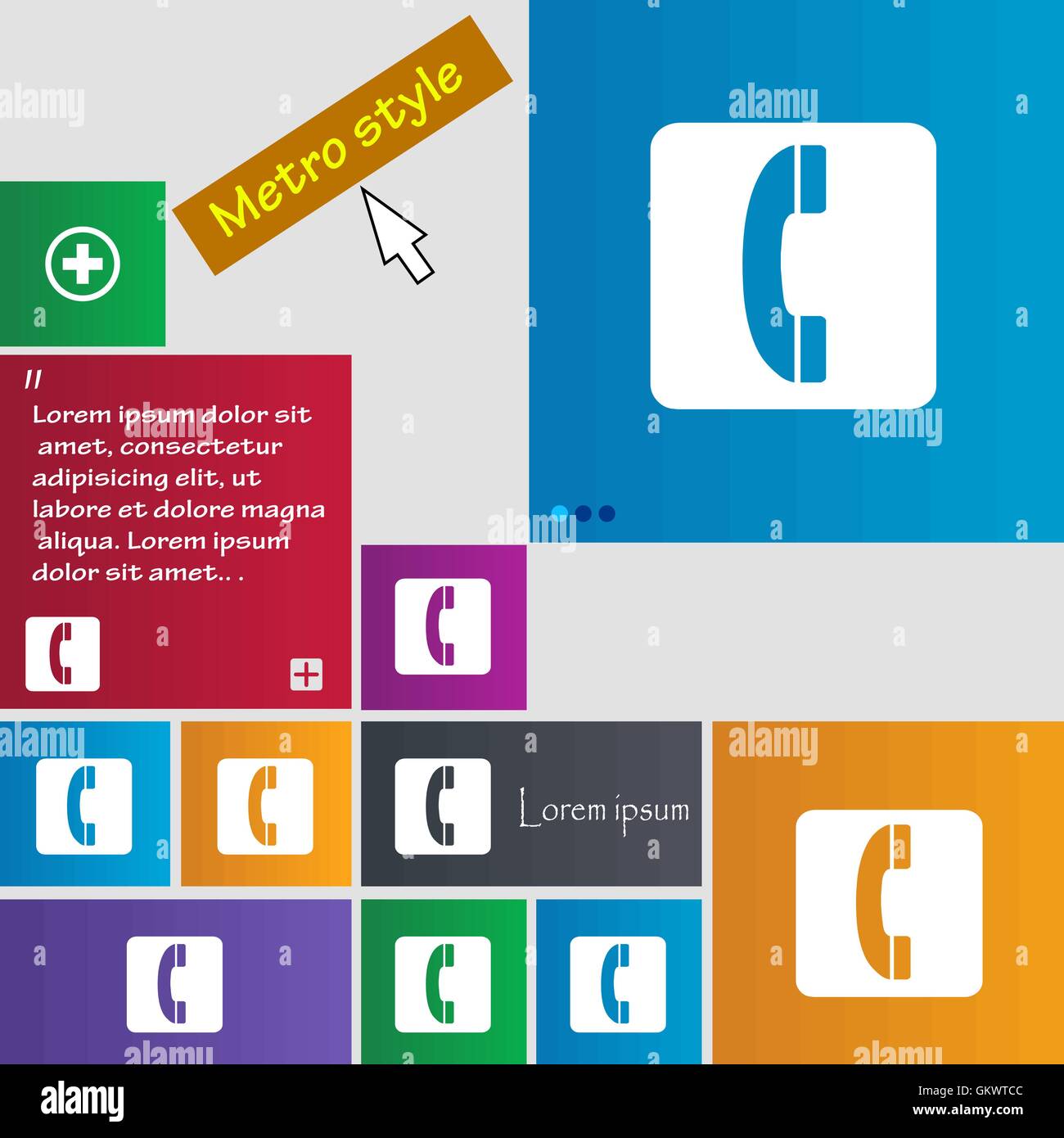 handset icon sign. buttons. Modern interface website buttons with cursor pointer. Vector Stock ...