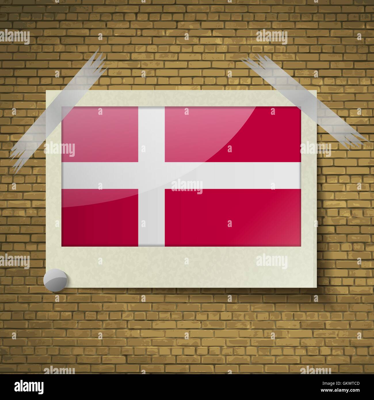 Flags Denmark at frame on a brick background. Vector Stock Vector Image ...