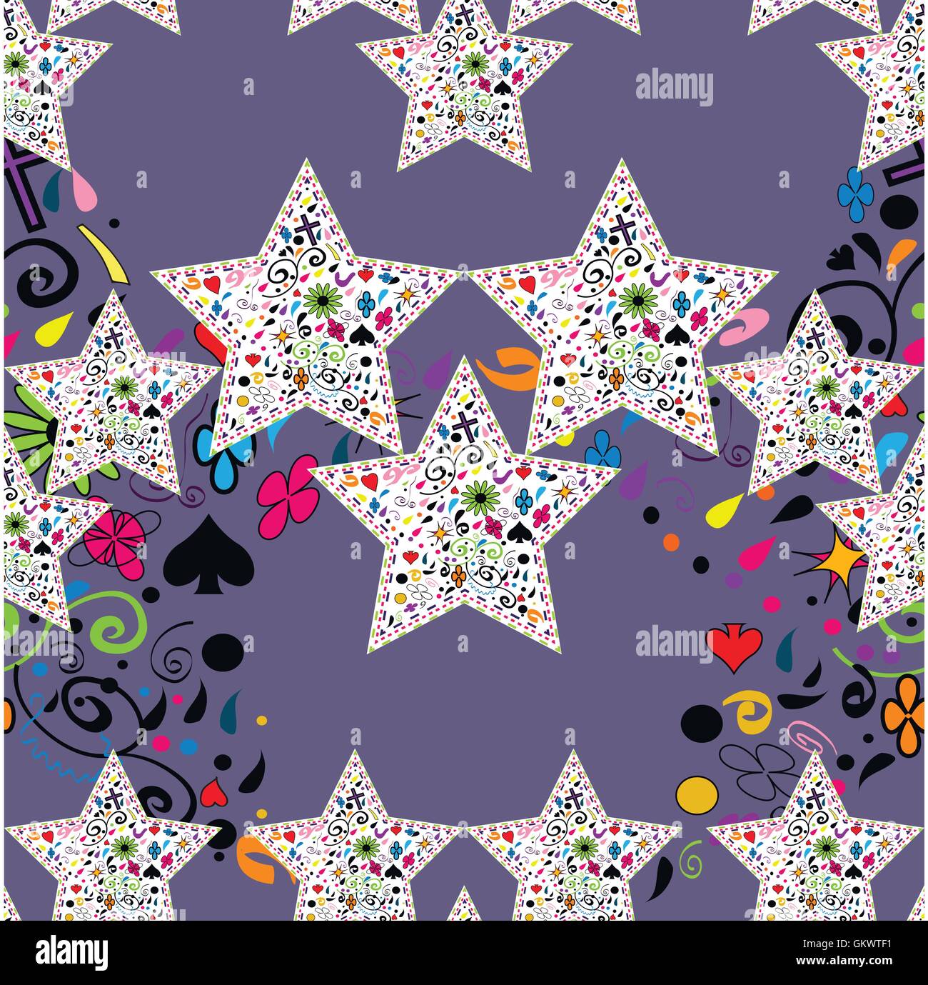 Vector collection of decorative stars with seamless pattern Stock ...