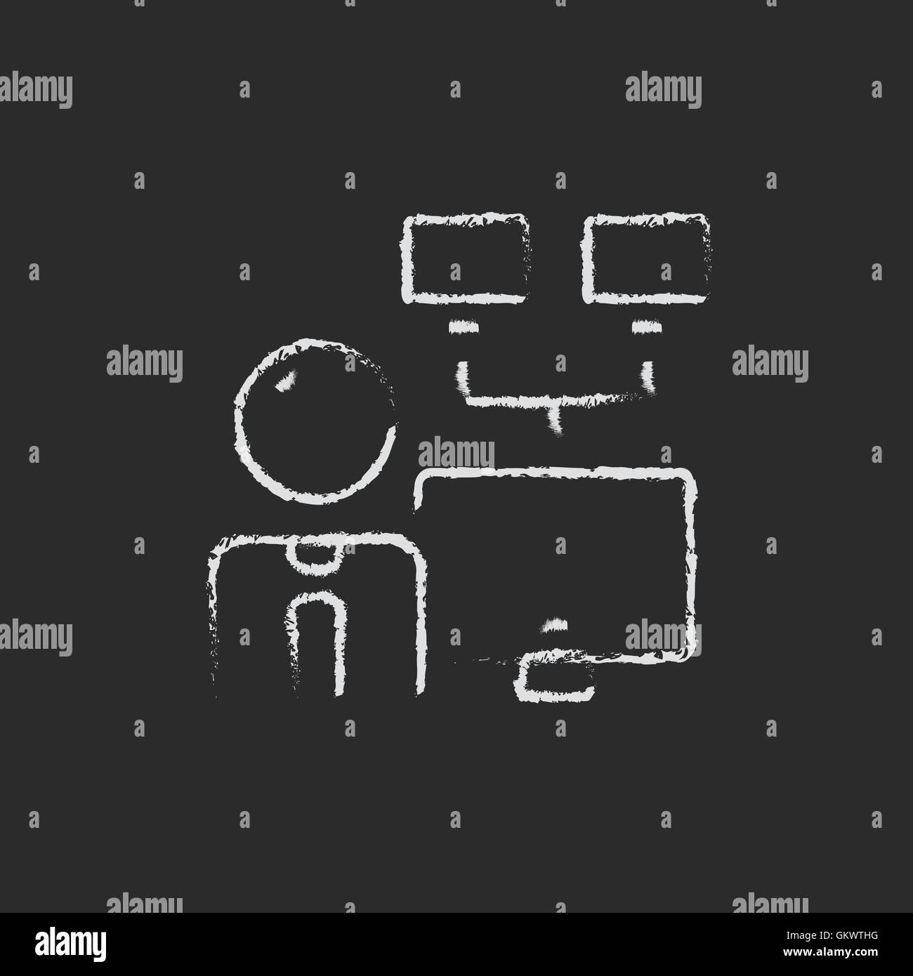 Businessman computer screen in Black and White Stock Photos & Images ...