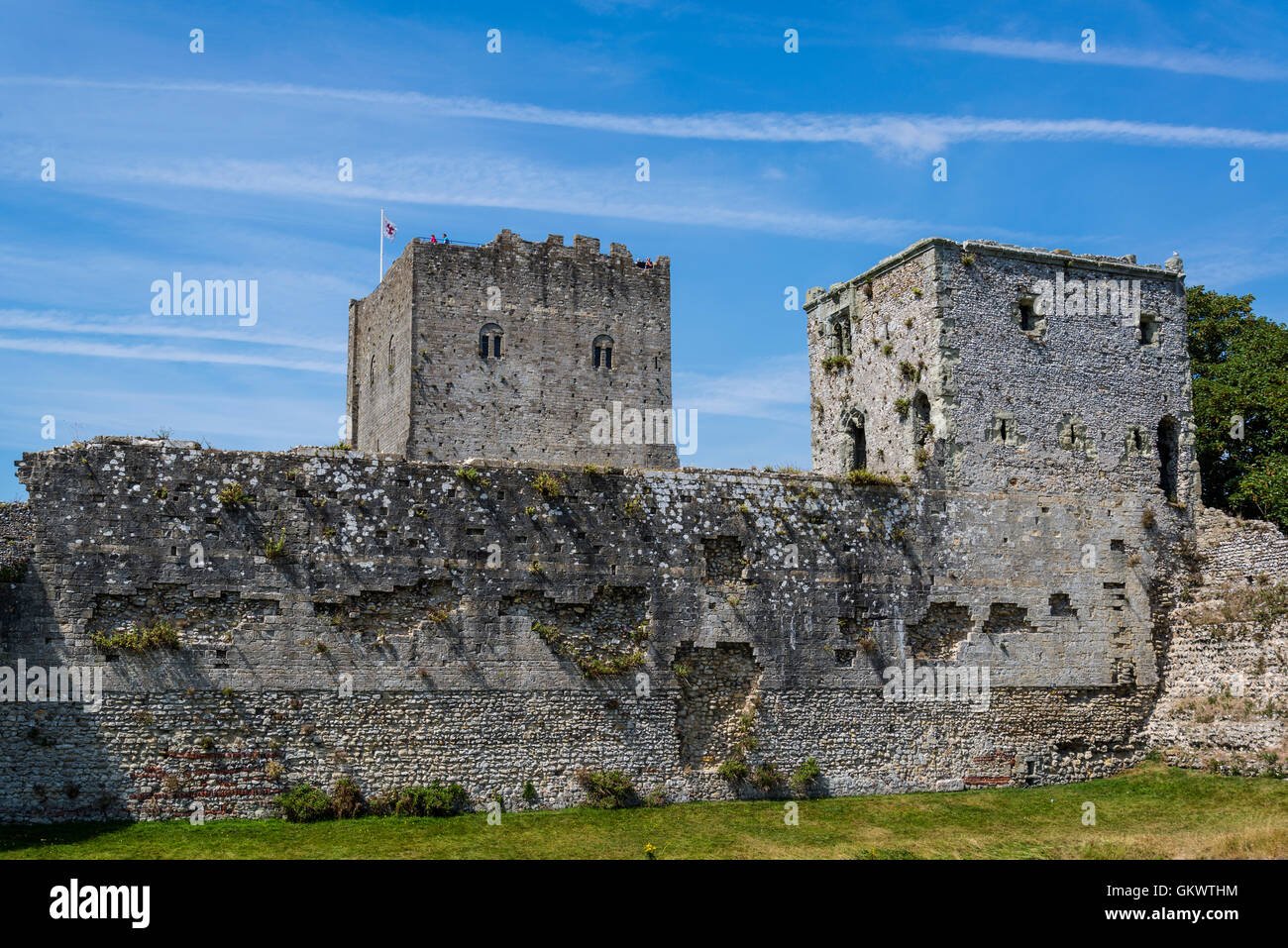 Portchester Castle, view of the inner bailey, Hampshire, England, UK ...