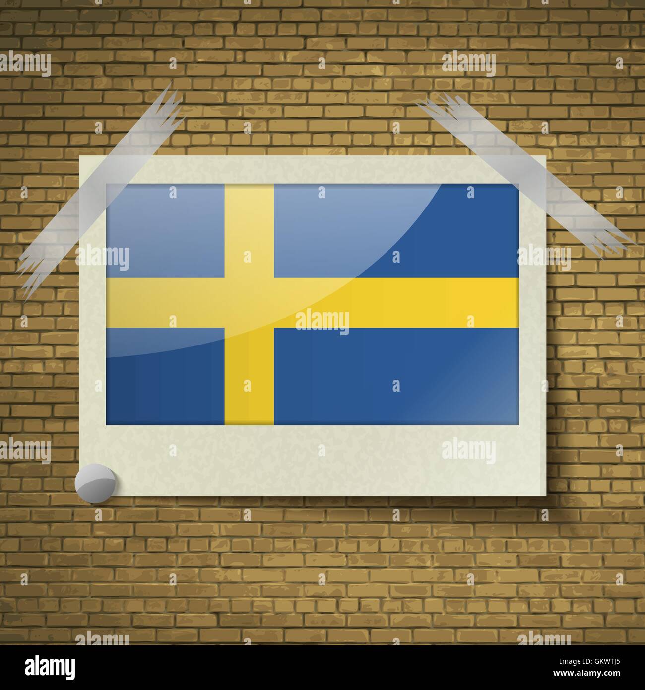 Flags Swedenat frame on a brick background. Vector Stock Vector Image ...