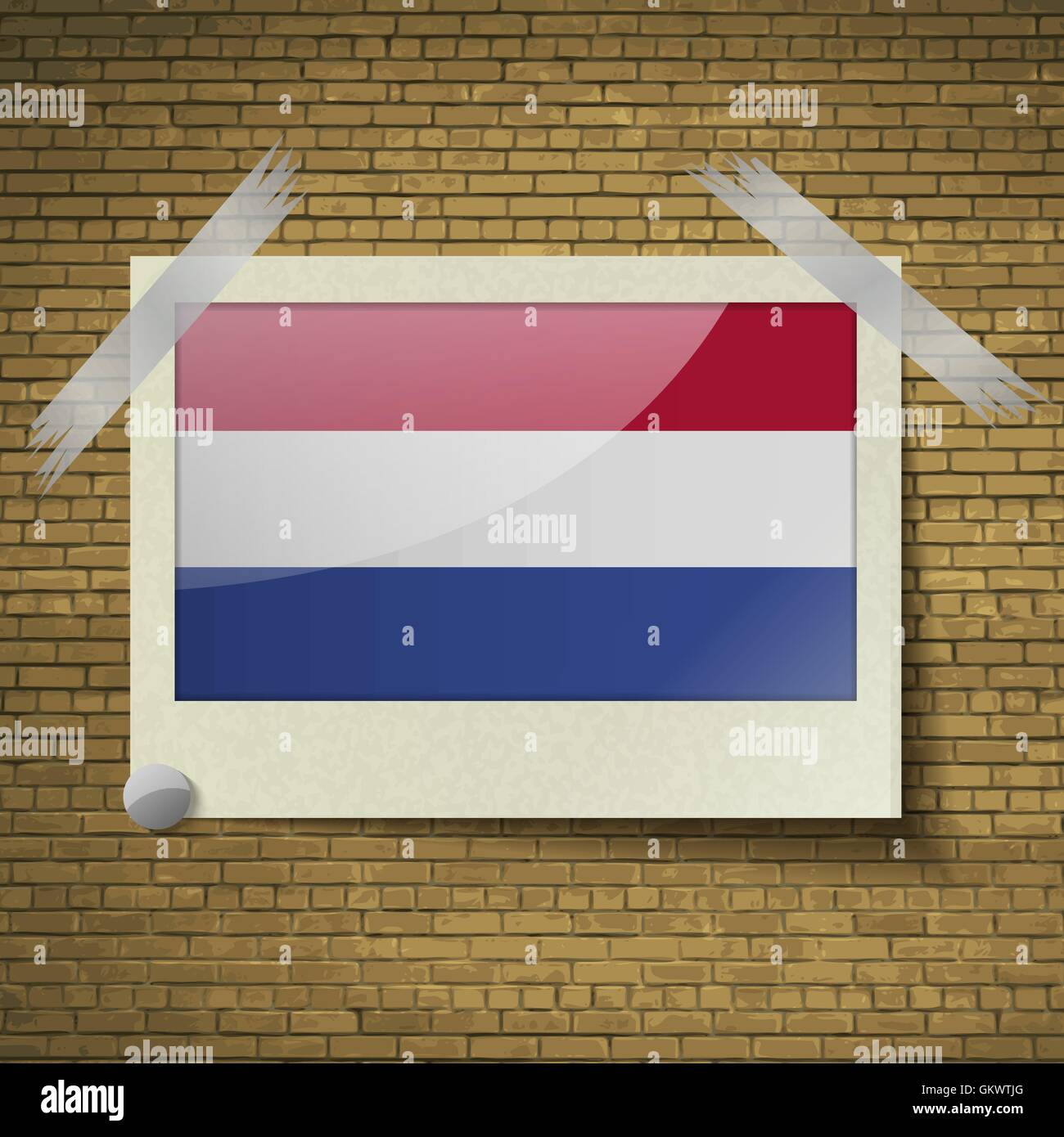 Flags Netherlandsat frame on a brick background. Vector Stock Vector ...