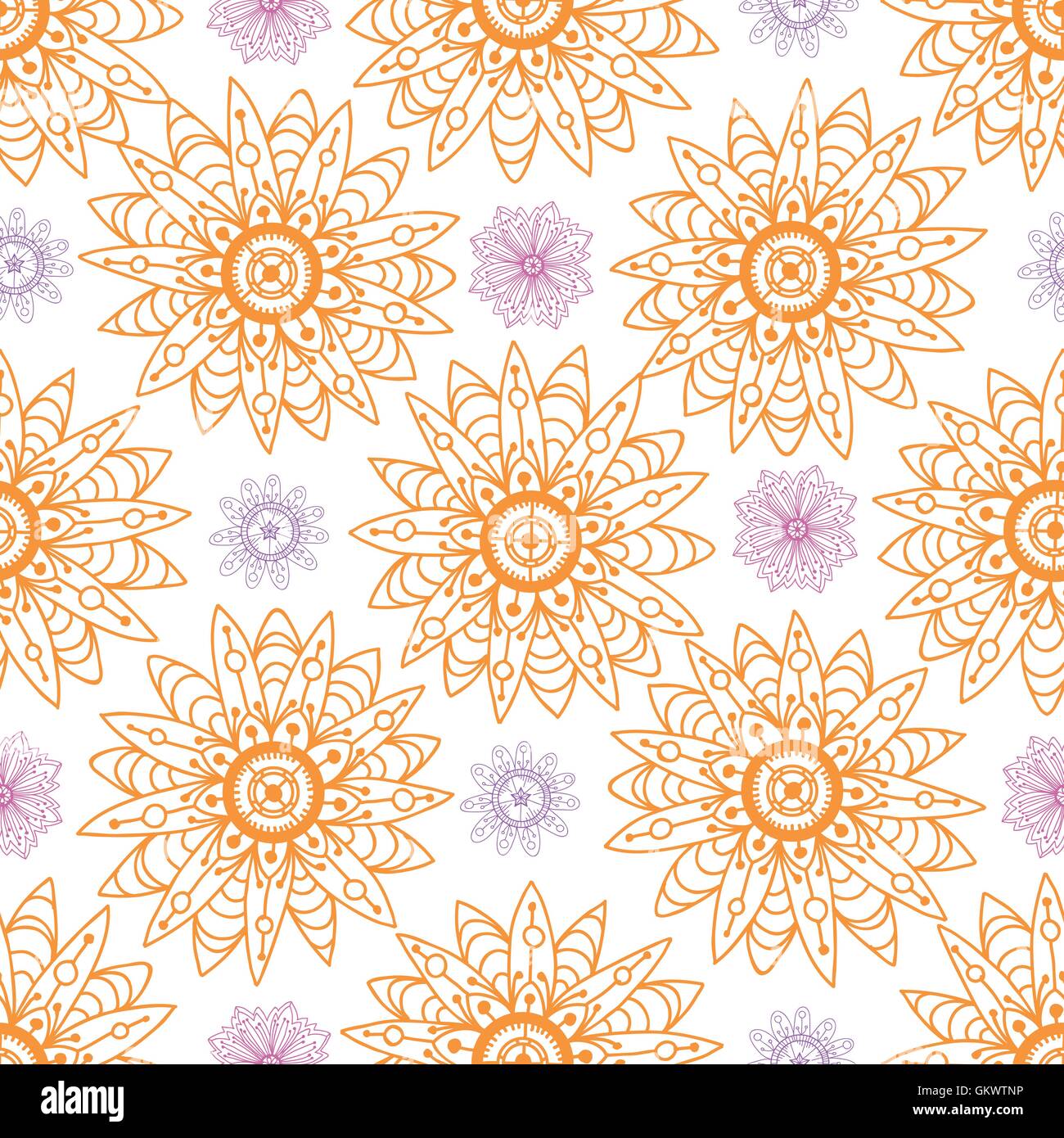 Seamless Flowers Vector Pattern From Abstract Flowers Stock Vector