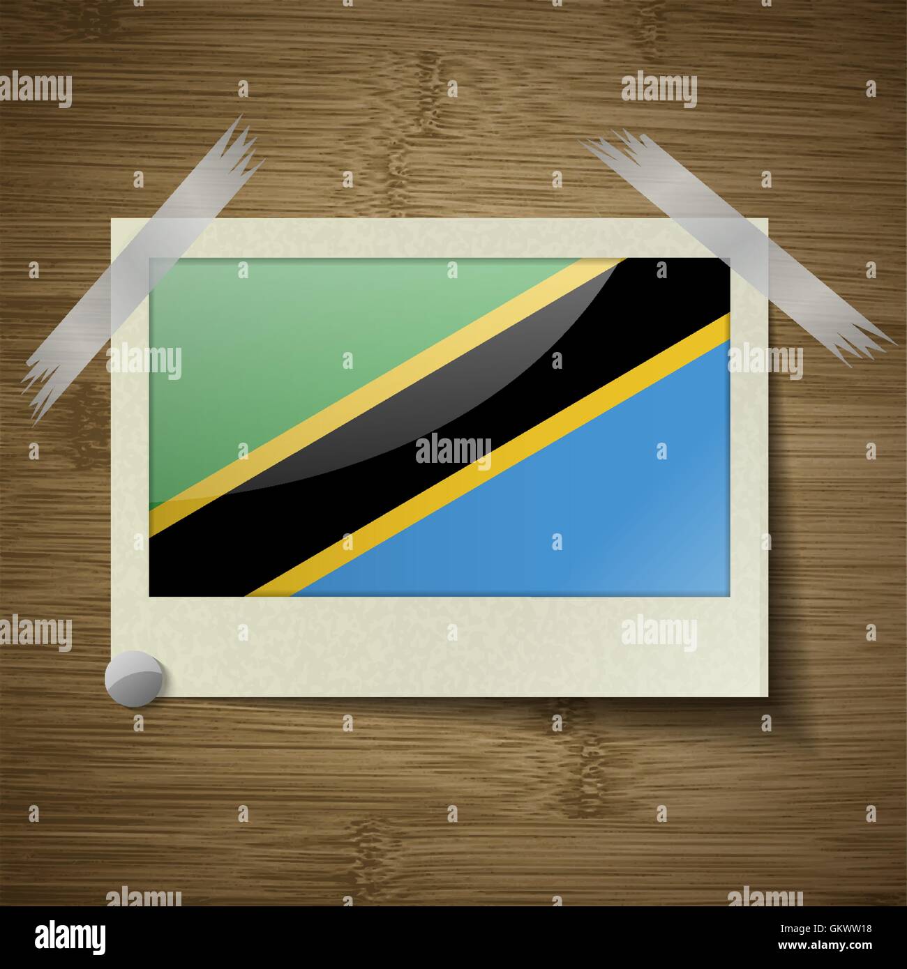 Flags Tanzania at frame on wooden texture. Vector Stock Vector Image ...