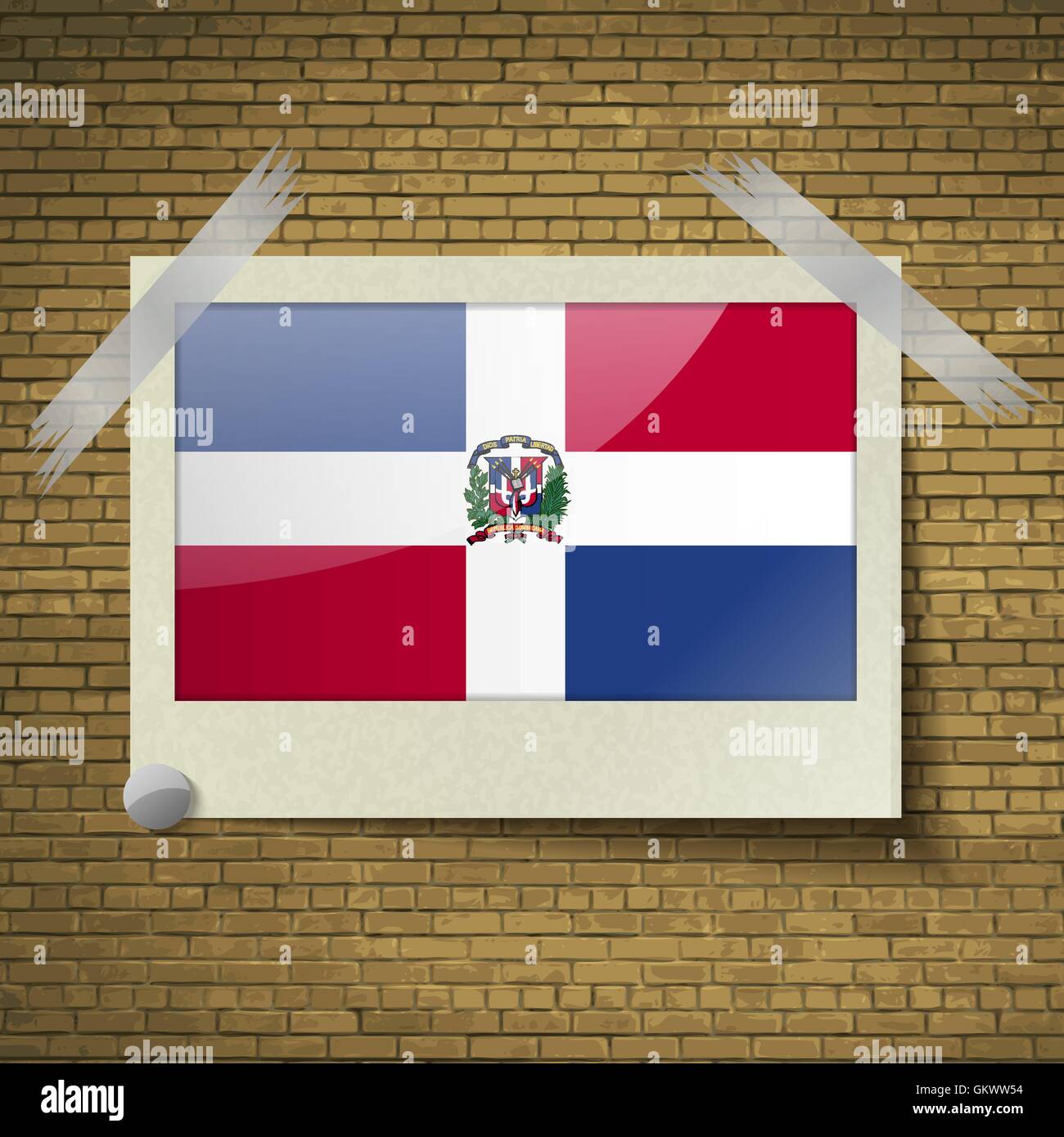 Flags Dominican Republic at frame on a brick background. Vector Stock ...