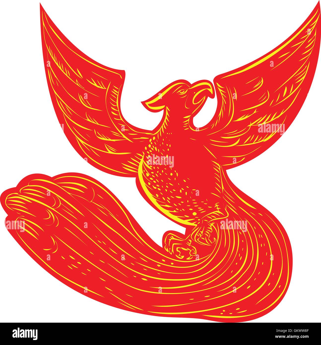 Phoenix Rising Etching Stock Vector Image & Art - Alamy