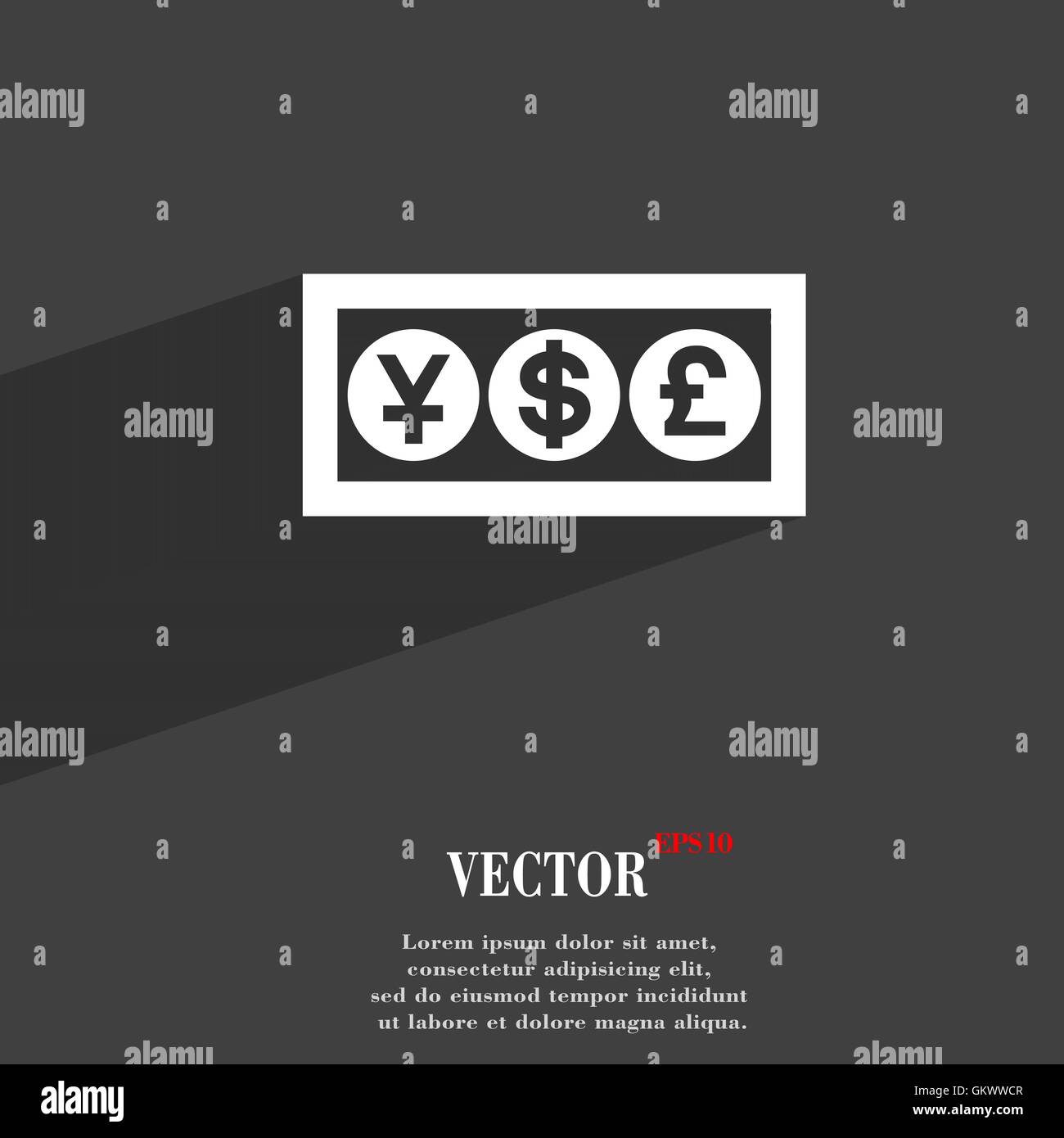 Cash currency icon symbol Flat modern web design with long shadow and ...