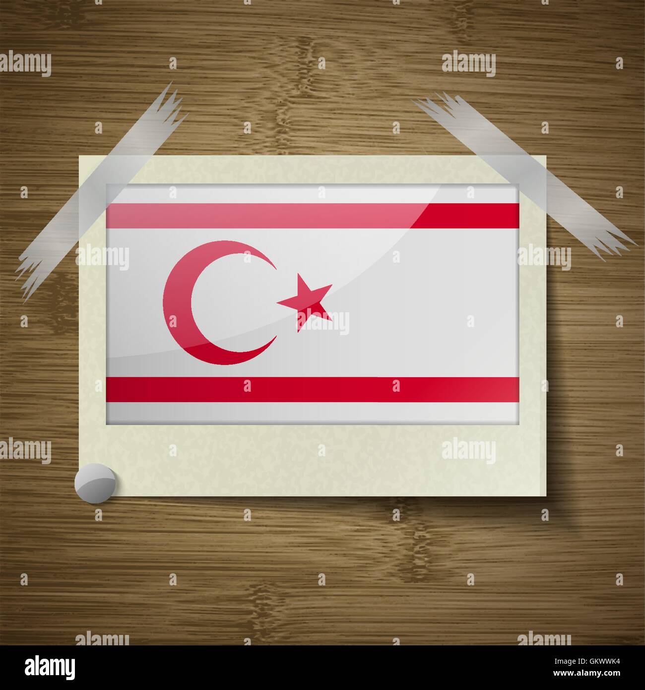 Flags Turkish Northern Cyprus at frame on wooden texture. Vector Stock ...