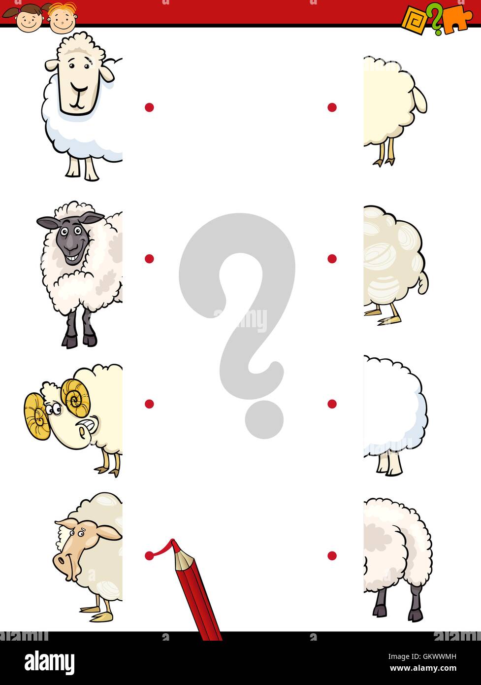 Cartoon farm sheep puzzle game Stock Vector Images - Alamy