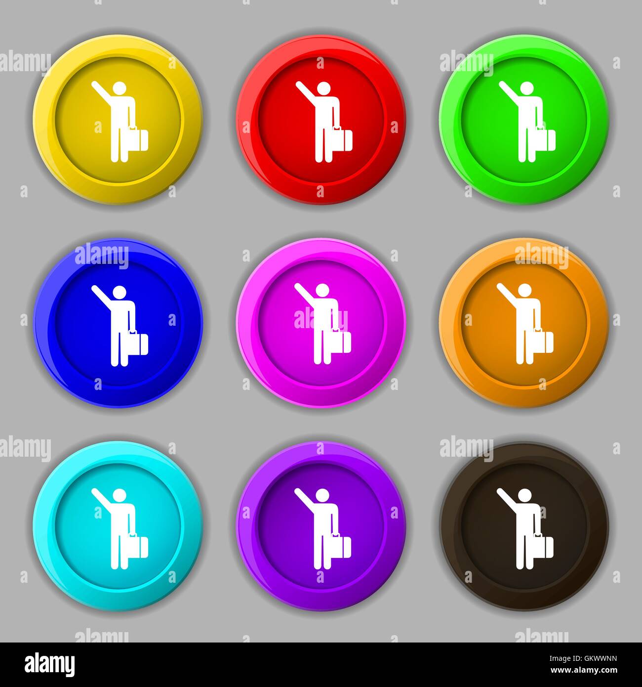 tourist icon sign. symbol on nine round colourful buttons. Vector Stock ...