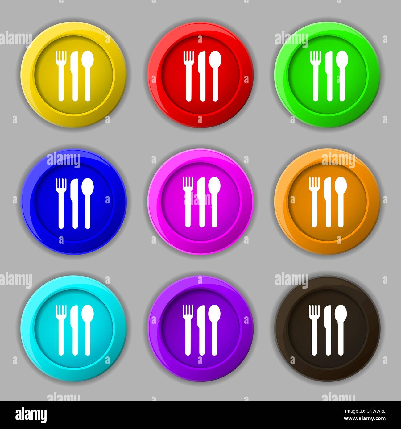Cutlery icons on round Stock Vector Images - Alamy