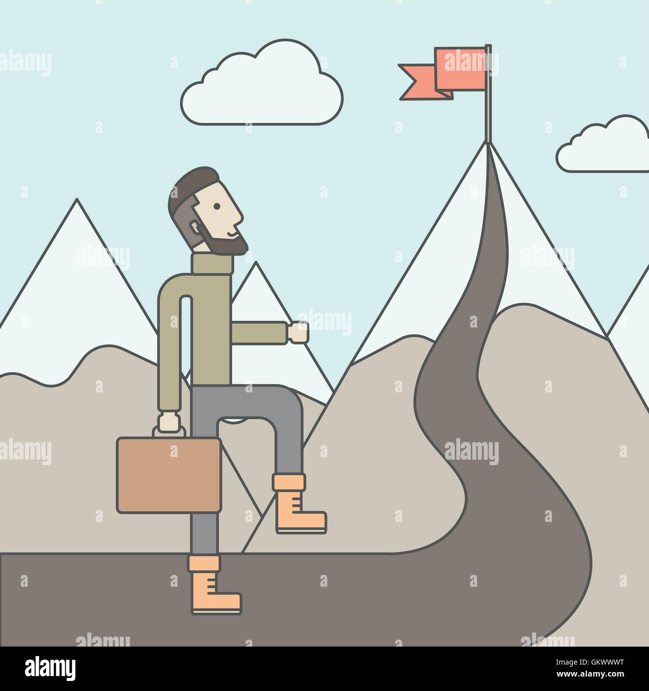 The Man Climbing the Mountain of Success Stock Vector Image & Art - Alamy