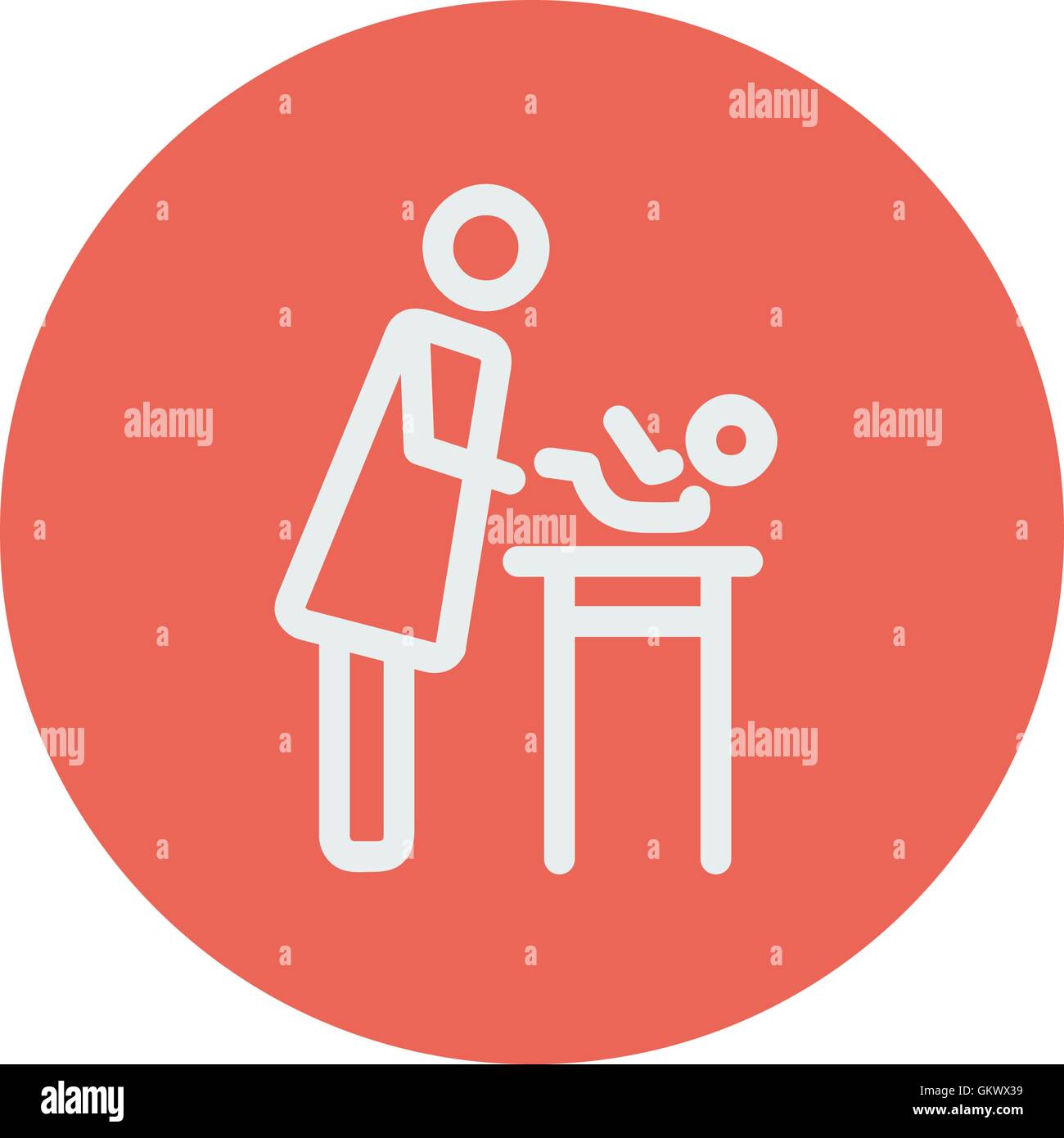 Woman changing the diaper thin line icon Stock Vector Image & Art - Alamy