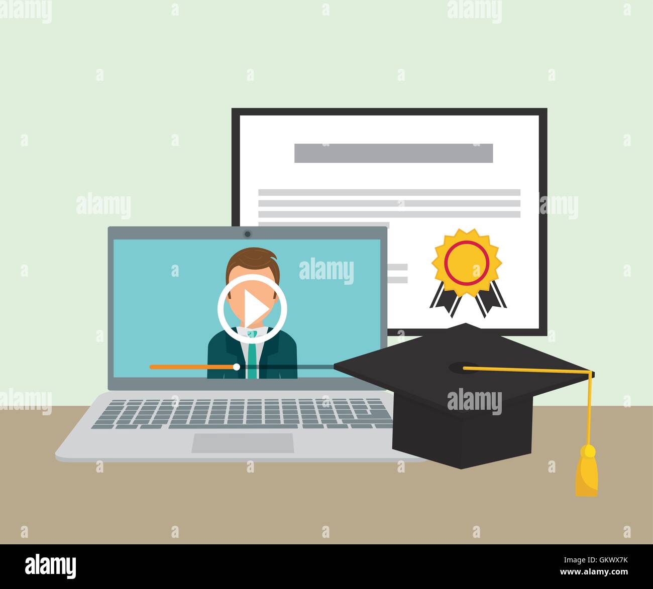 Online training design. Education concept. Colorful illustration Stock ...