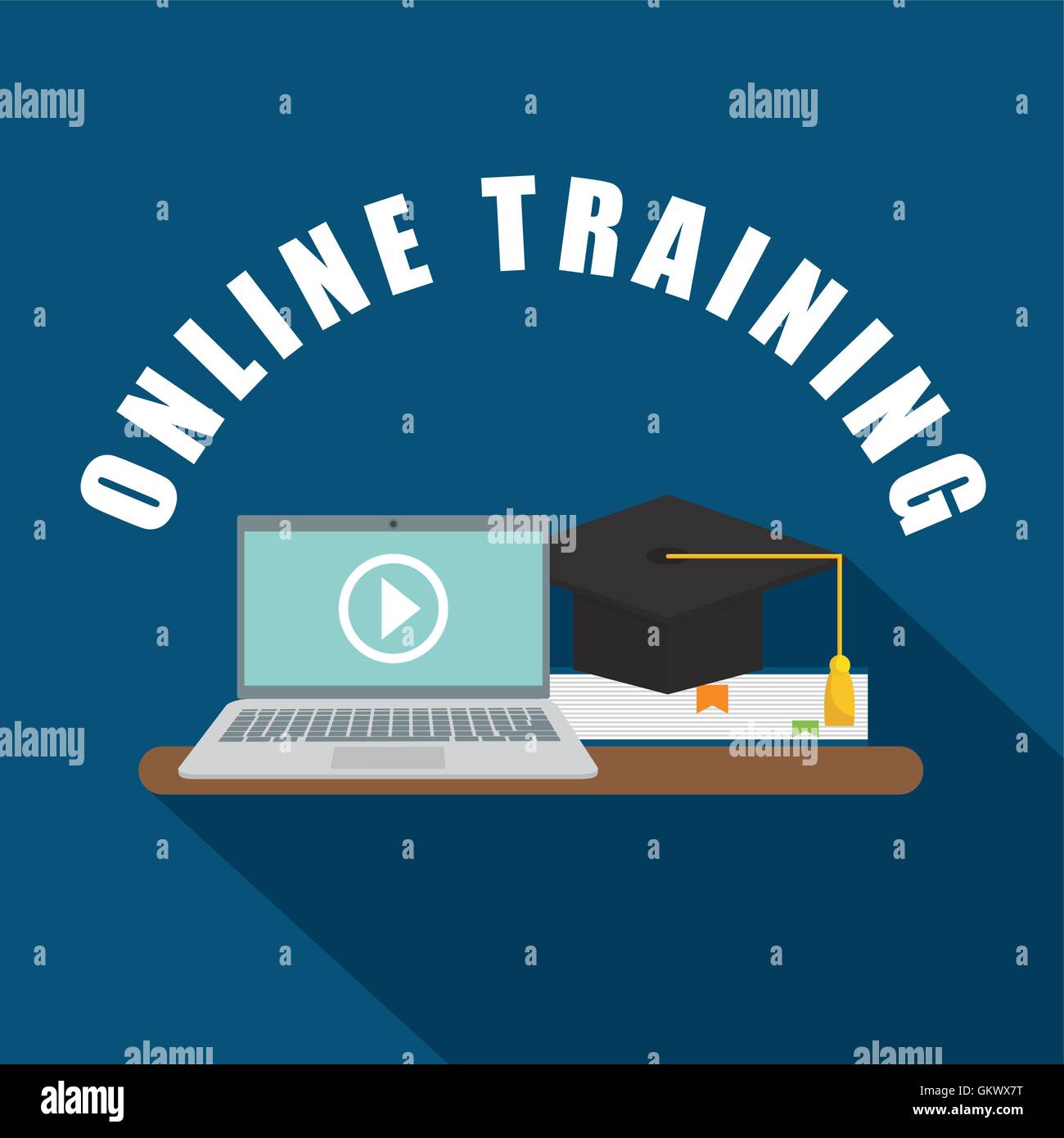 Online training design. Education concept. Colorful illustration Stock ...