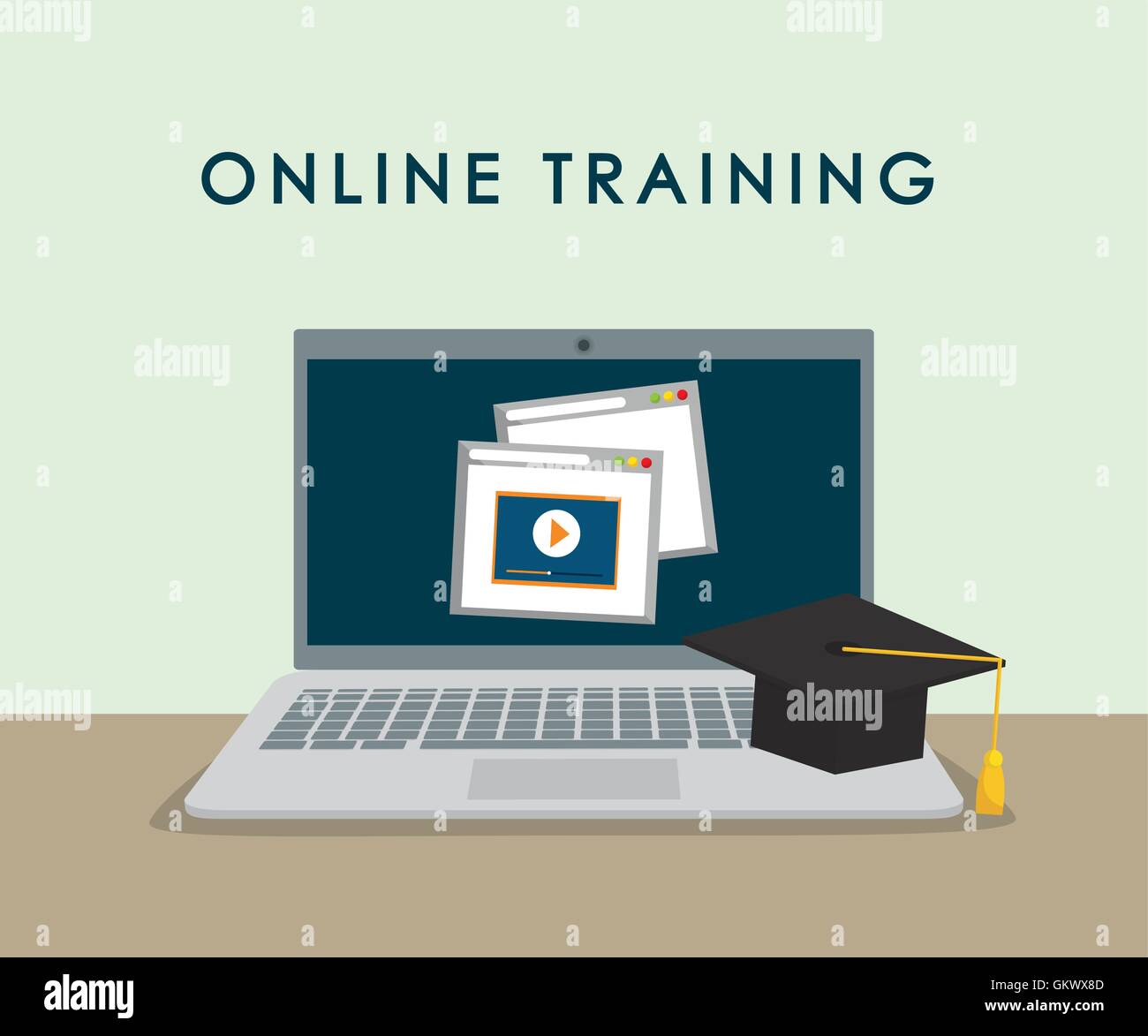 Online training design. Education concept. Colorful illustration Stock ...