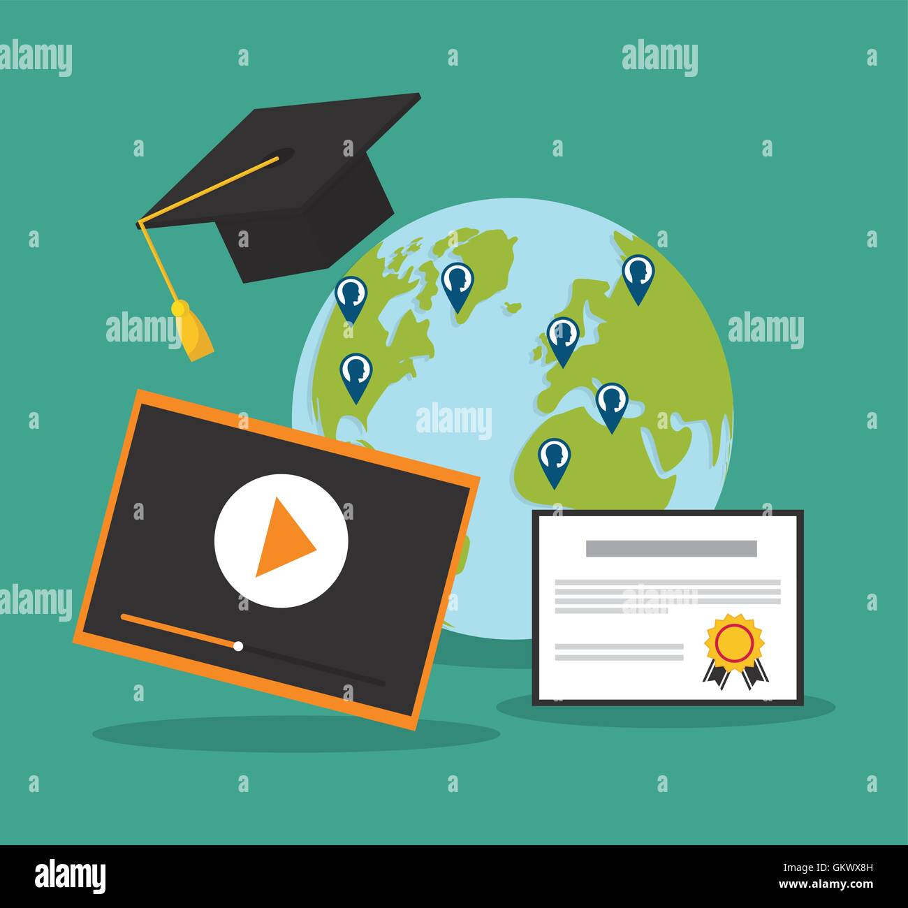 Online training design. Education concept. Colorful illustration Stock ...