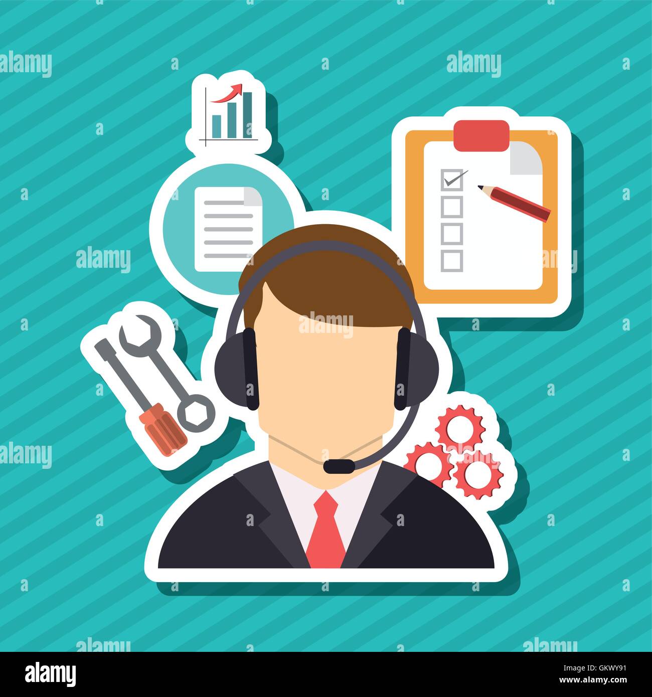 Operator man headphones gear hi-res stock photography and images - Alamy
