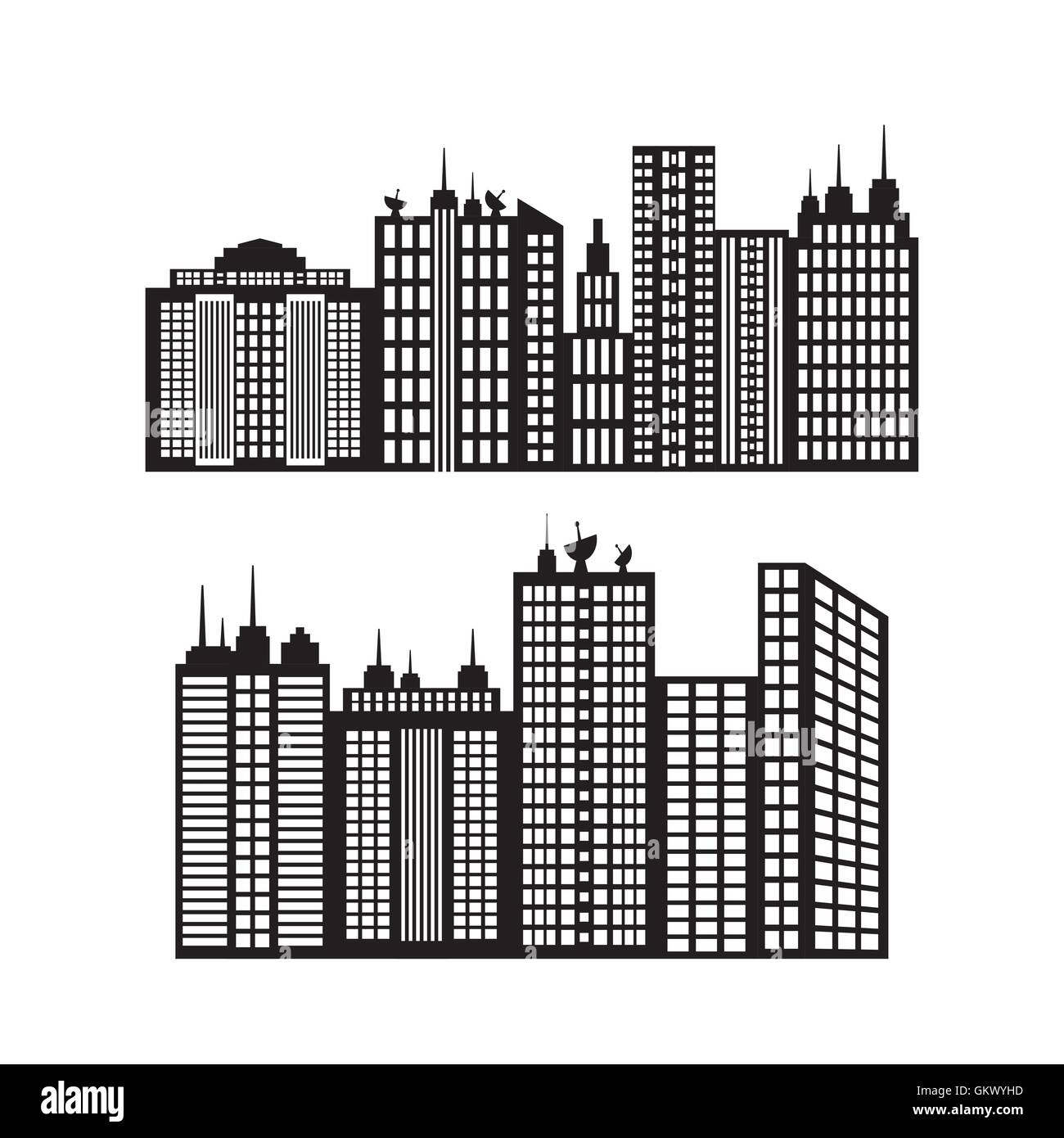 City design. Building icon. Black and white illustration , vector Stock ...