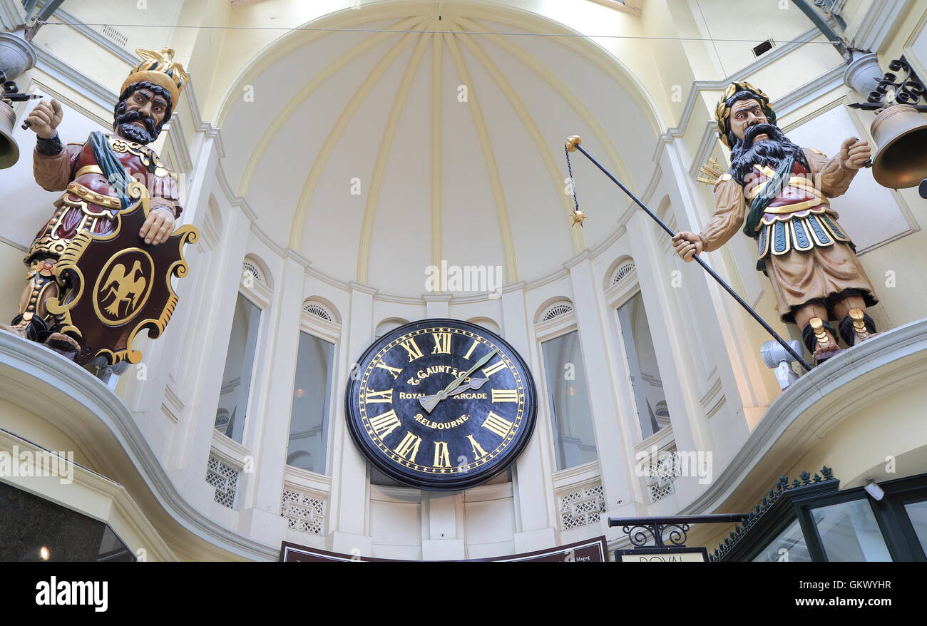 Royal Arcade clock Melbourne Stock Photo - Alamy