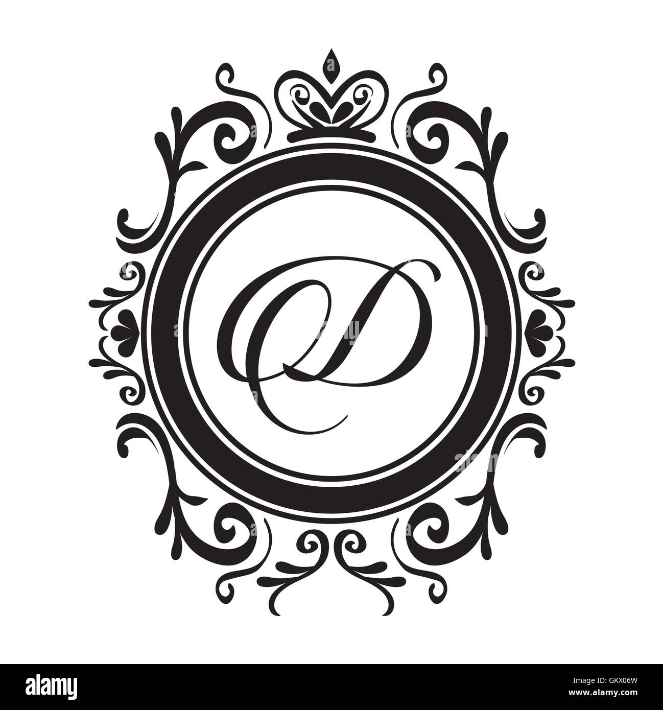 Stylish design. Decorated icon. Black and white illustration , vector ...