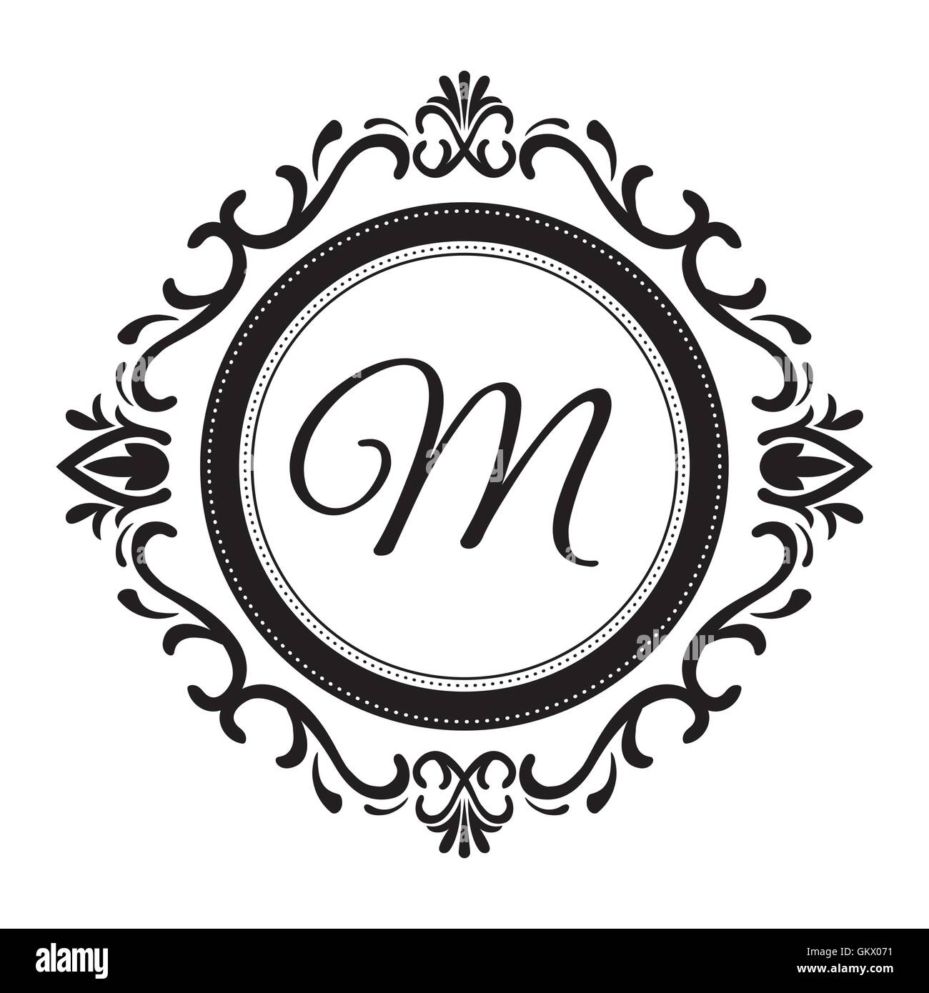 Stylish design. Decorated icon. Black and white illustration , vector ...