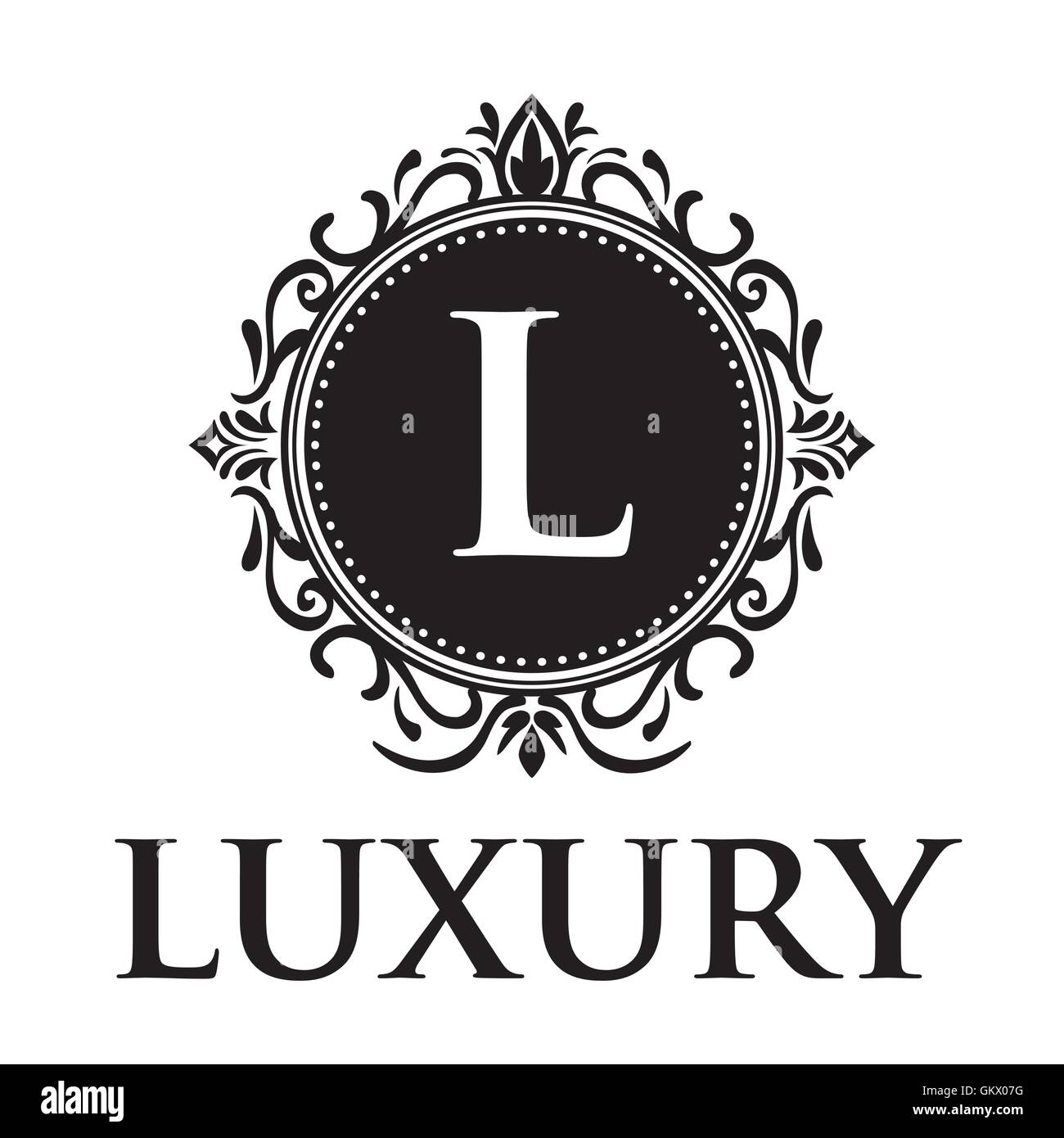 Stylish design. Decorated icon. Black and white illustration , vector ...