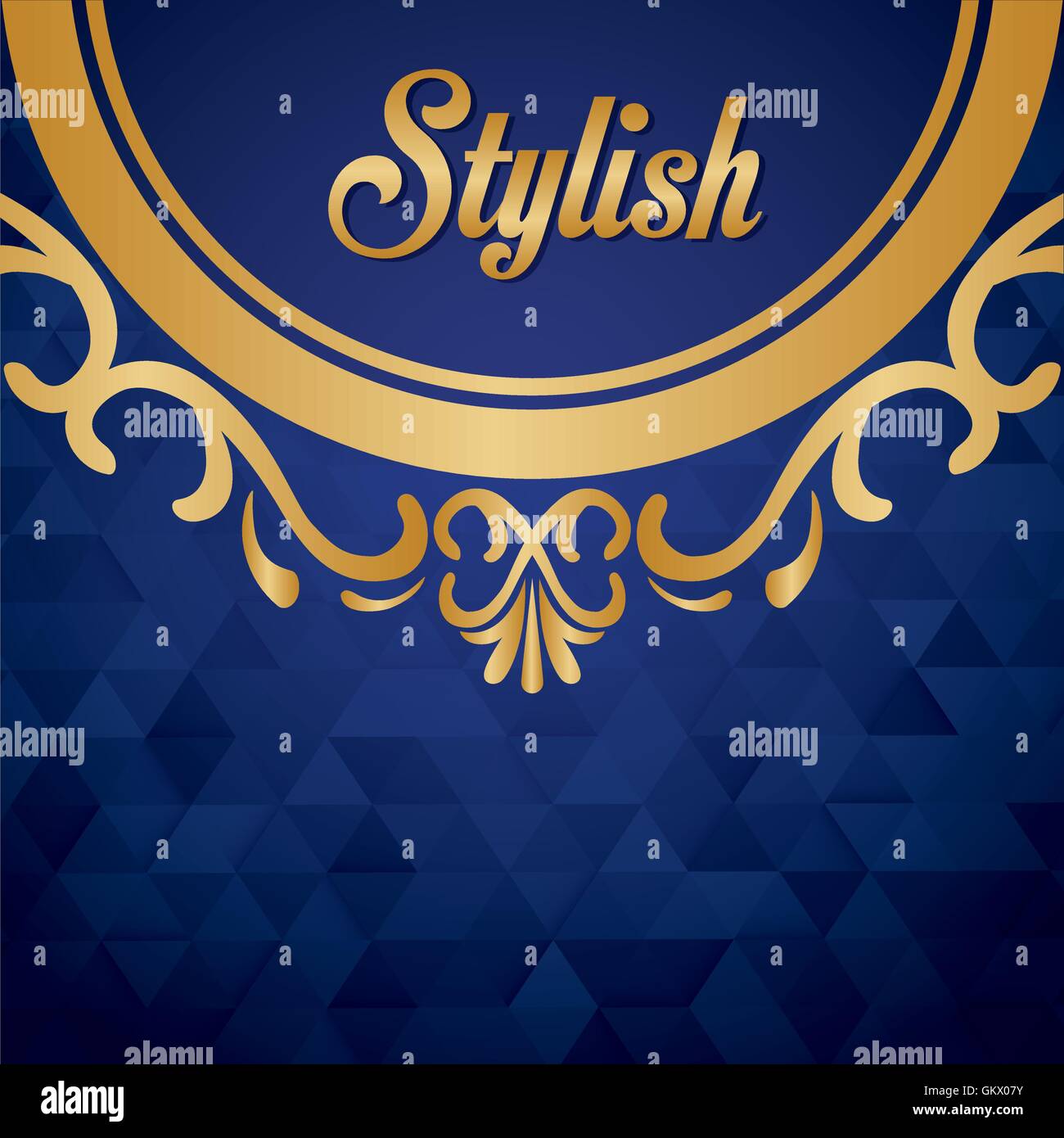Stylish design. Decorated icon.blue and gold illustration , vector ...