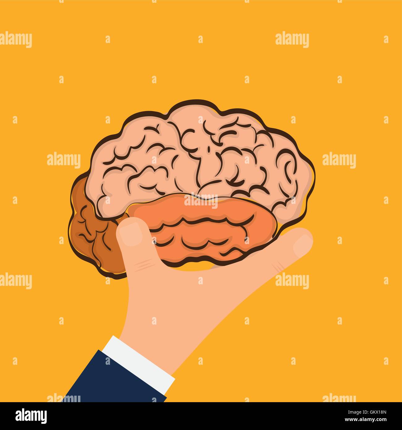 Human organ. Brain and hand icon. vector graphic Stock Vector Image ...