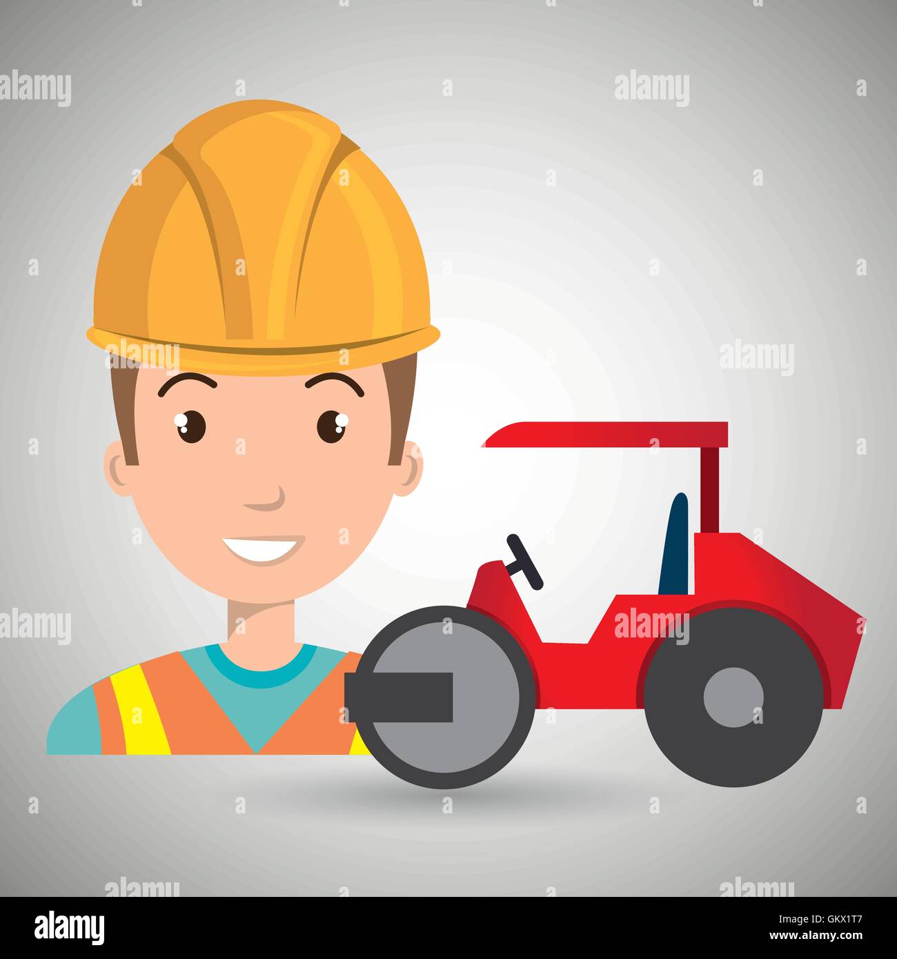 worker steamroller construction Stock Vector Image & Art - Alamy