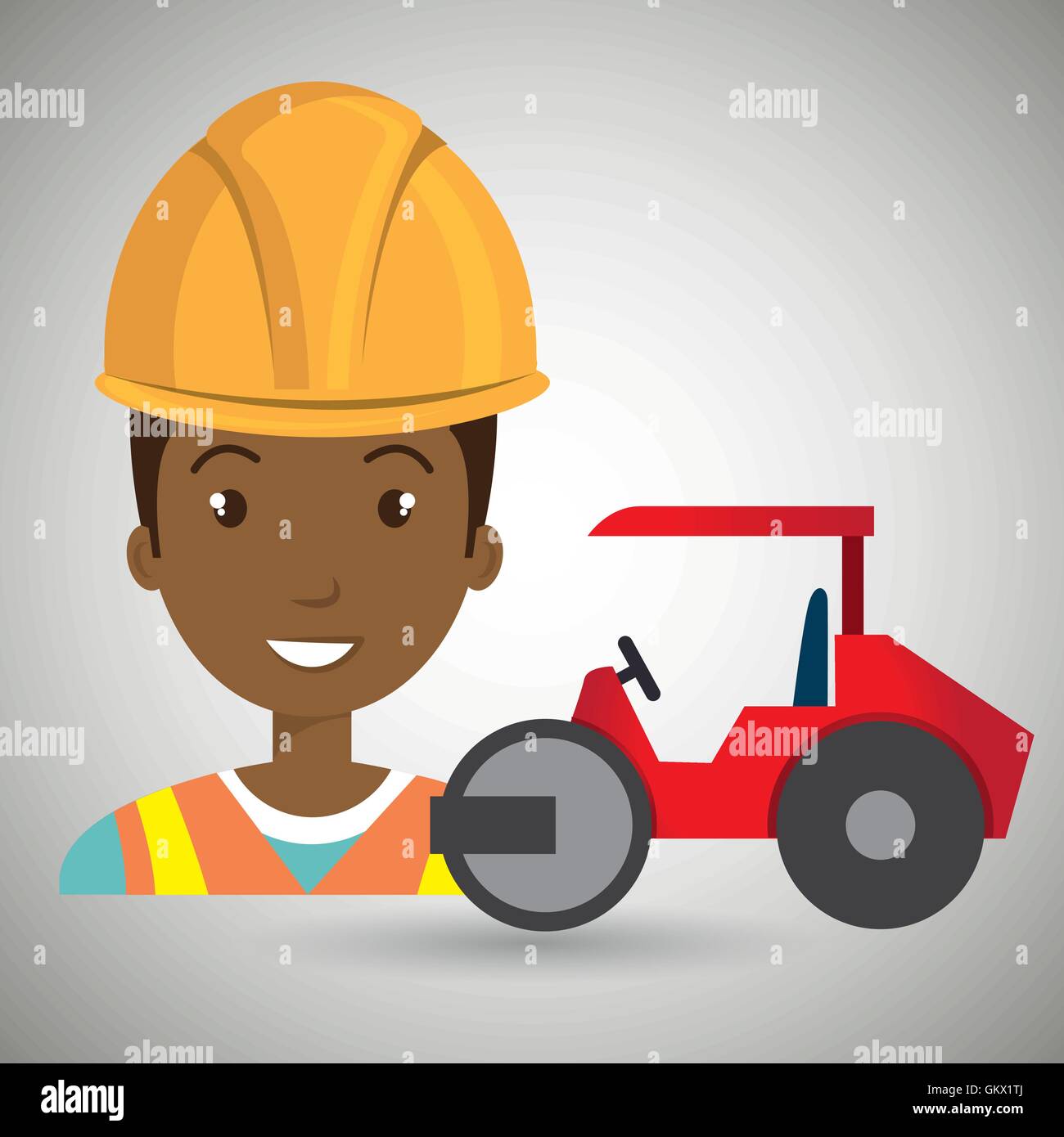 worker steamroller construction Stock Vector Image & Art - Alamy