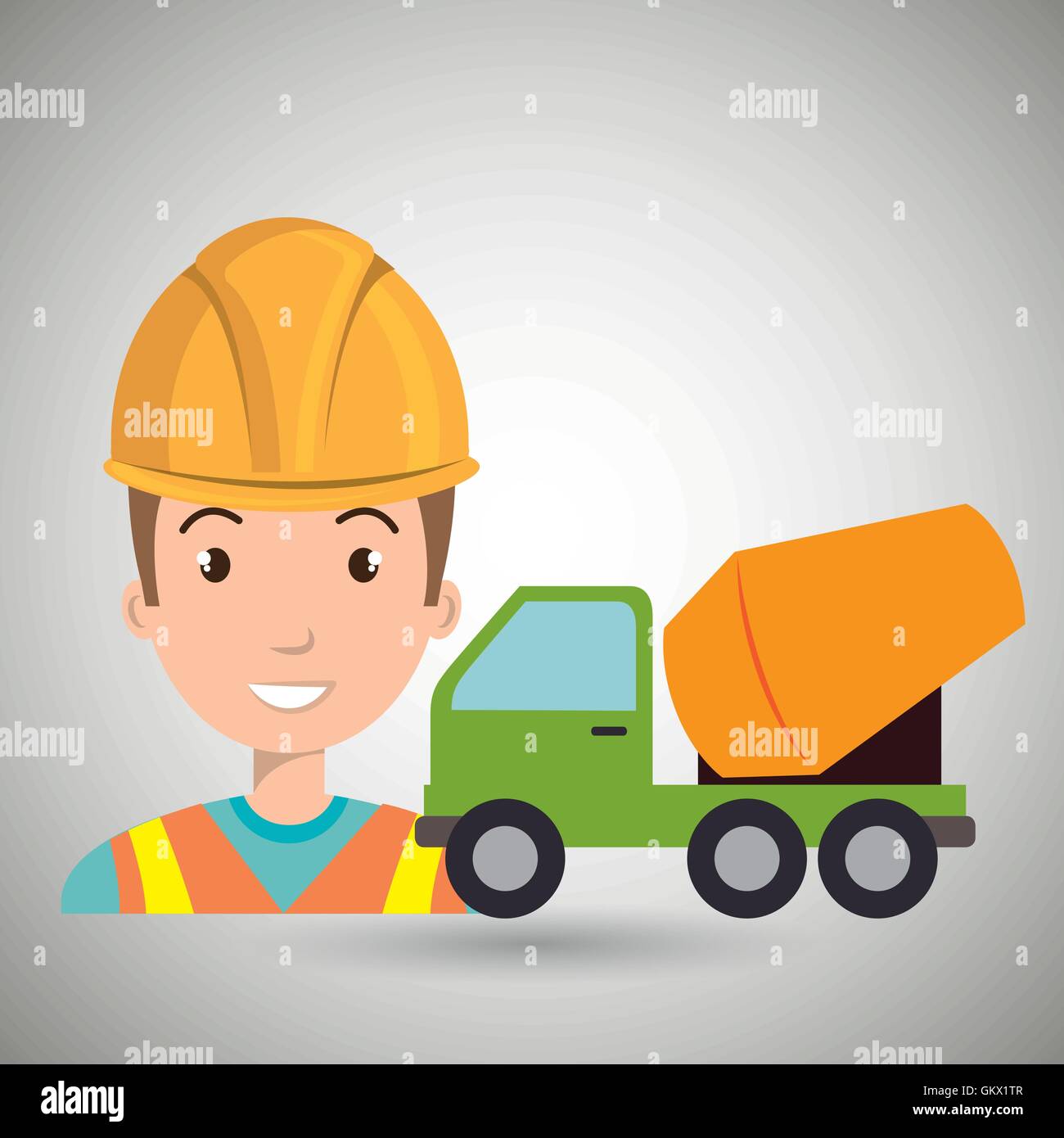 worker mixer cement machinery Stock Vector Image & Art - Alamy