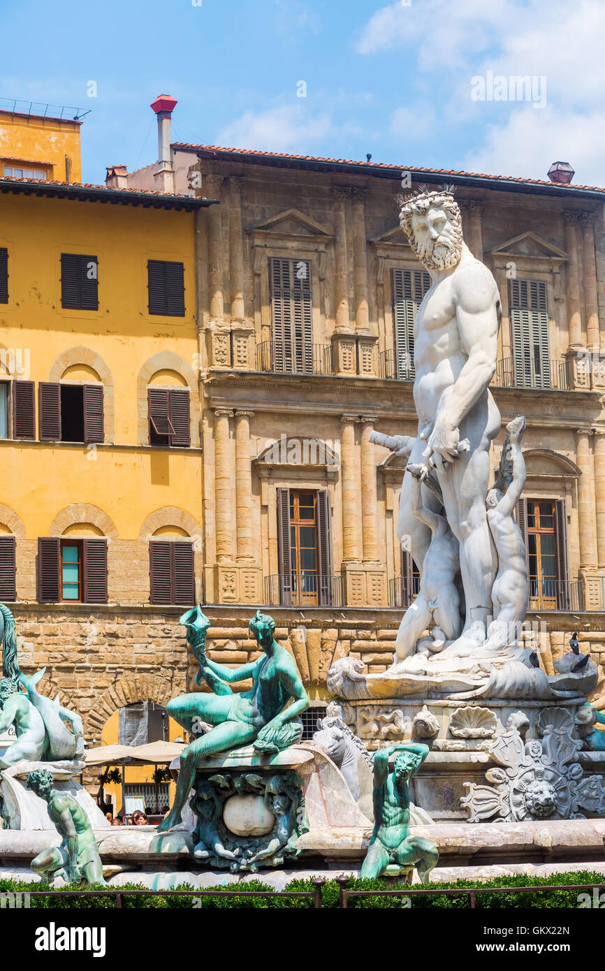 Neptune Fountain on the Piazza della Signoria in Florence, Italy Stock ...