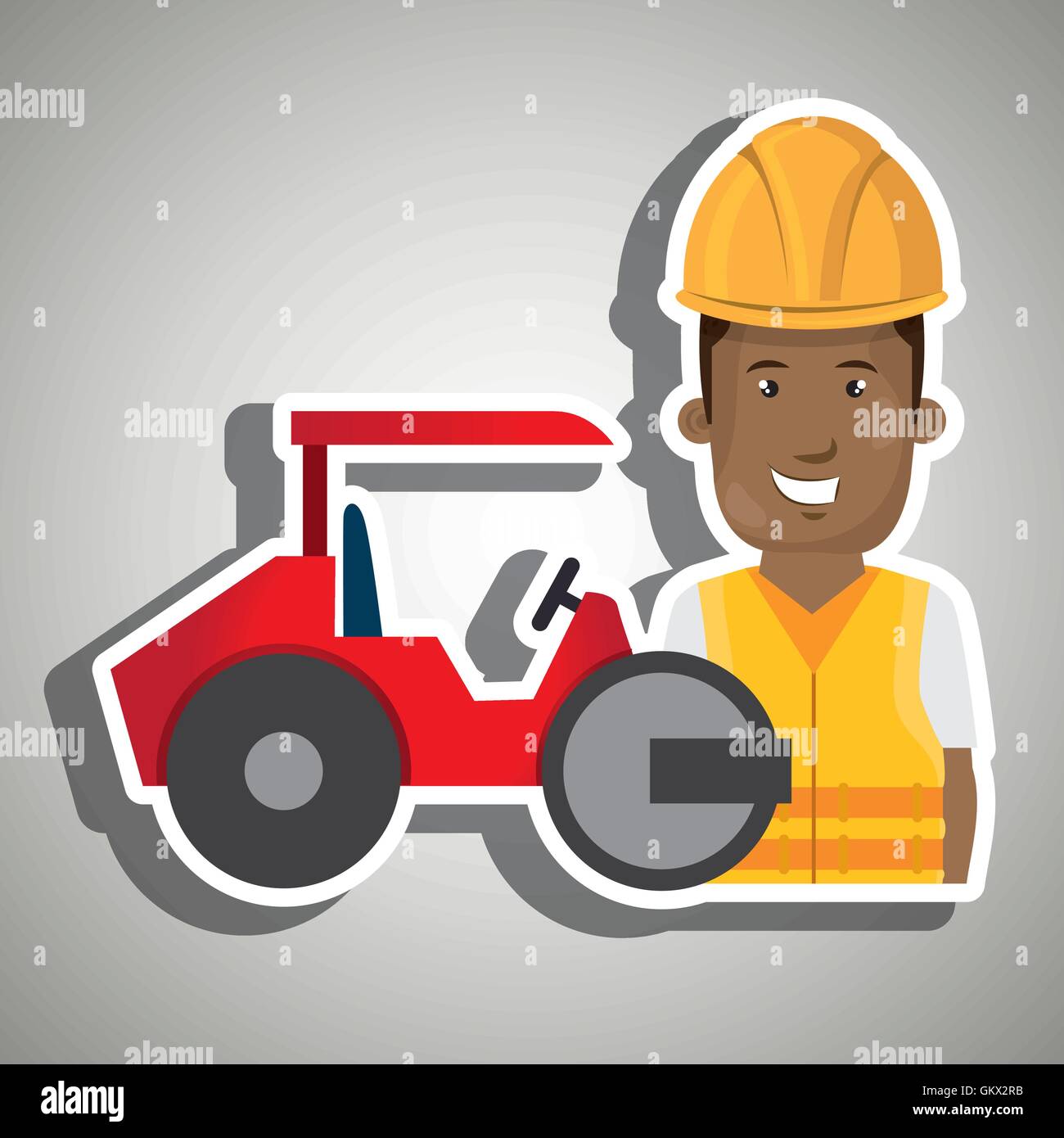 worker steamroller construction Stock Vector Image & Art - Alamy