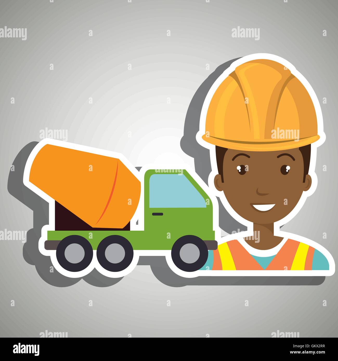 worker mixer cement machinery Stock Vector Image & Art - Alamy